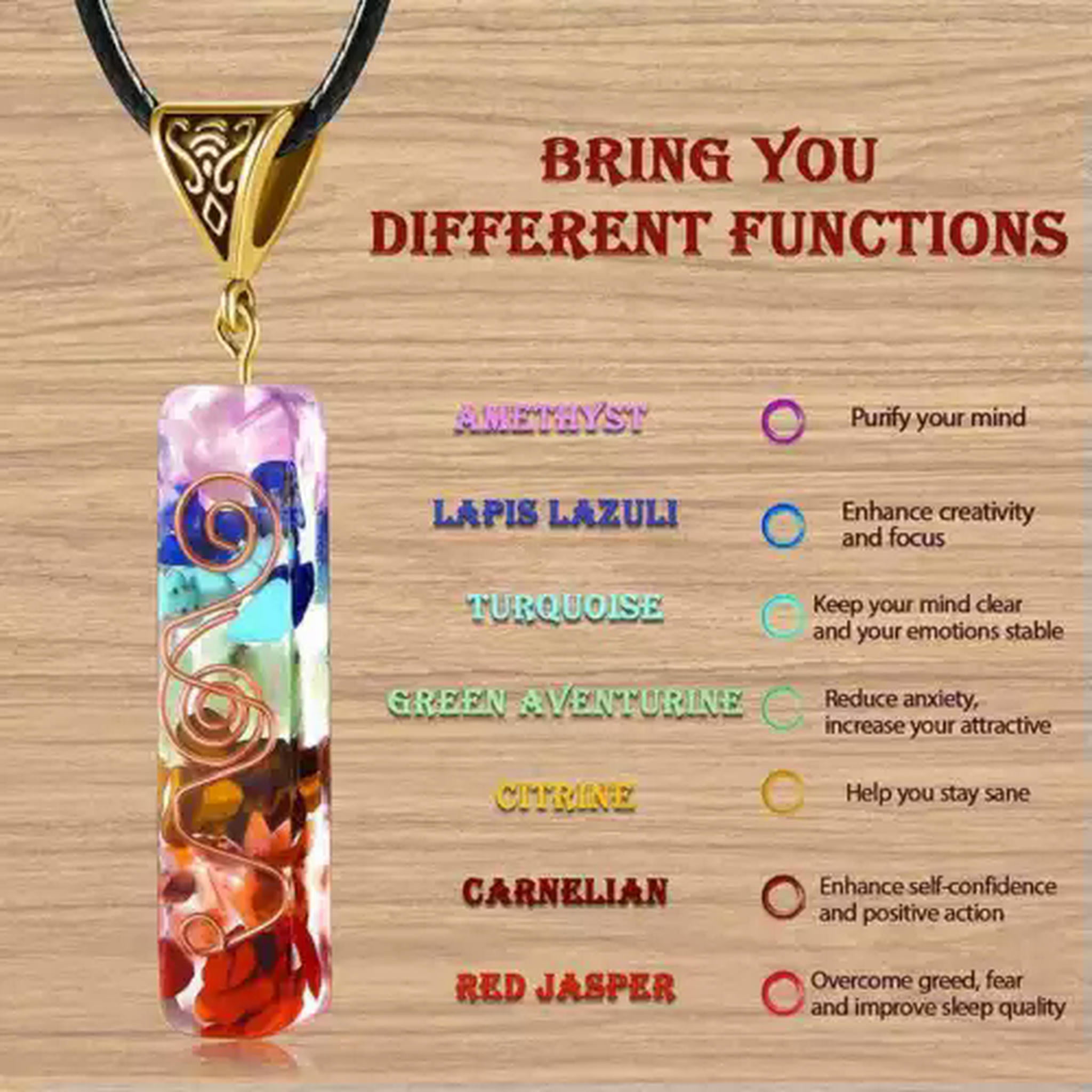 EOEMY 7 Chakra Healing Crystal Stone Pendant Talisman Orgonite Energy ...