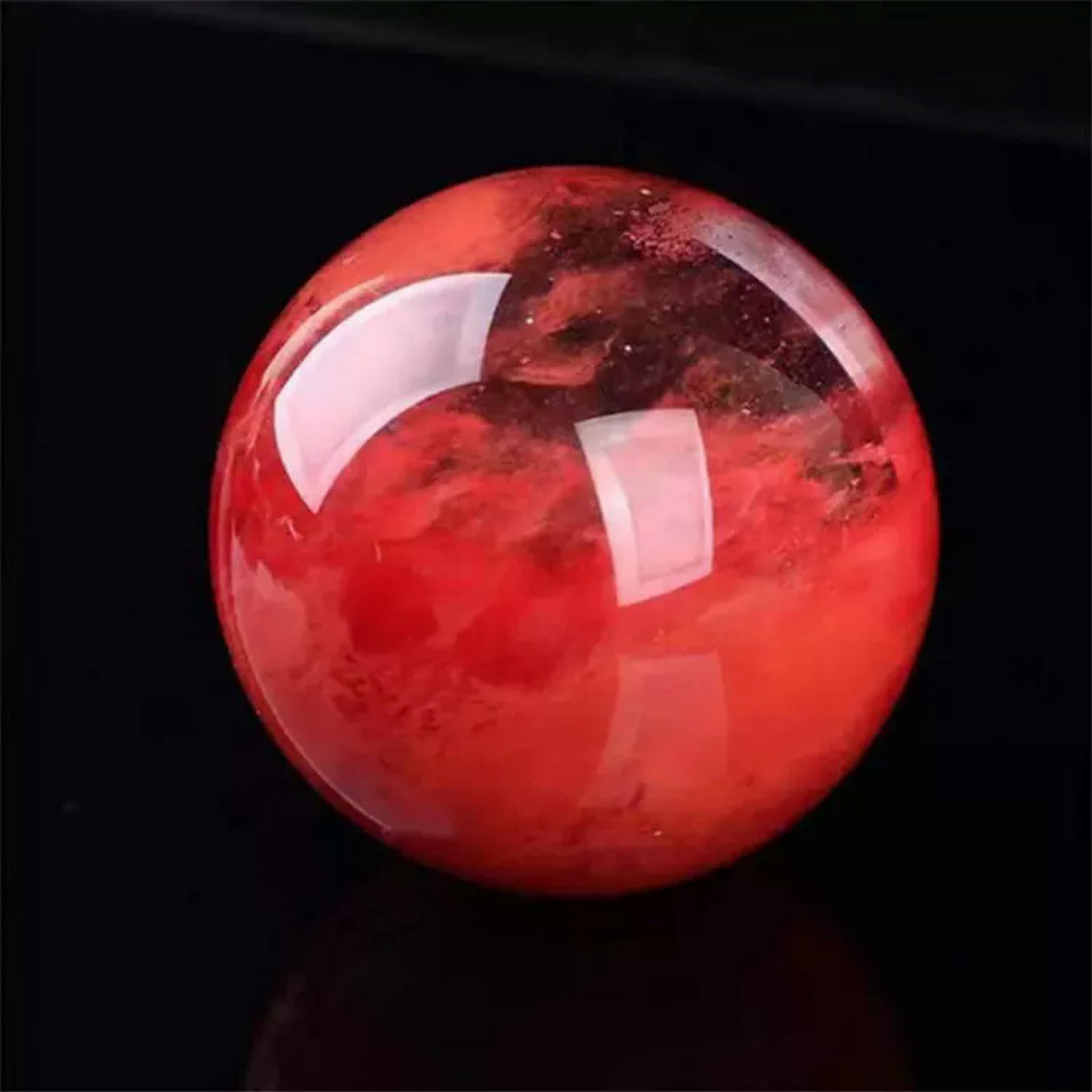 EOEMY 80mm Natural Red Smelting Quartz Crystal Gemstone Sphere Energy ...