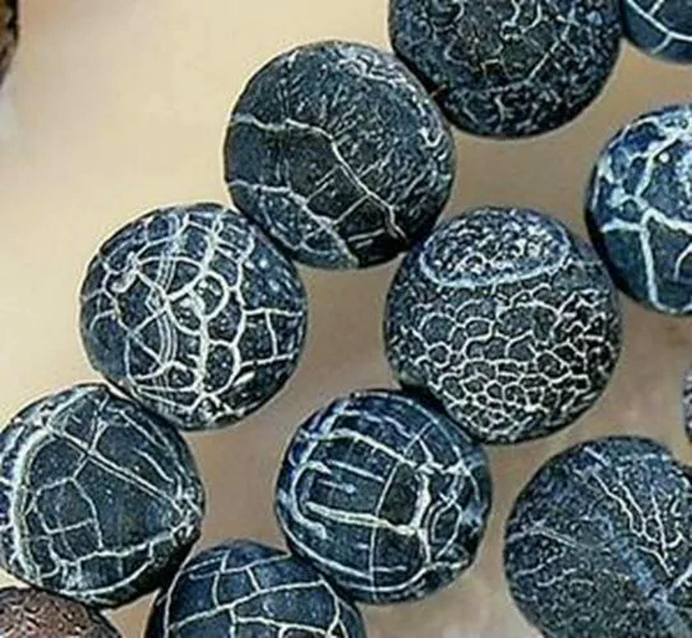 EOEMY 8mm Black Fire Dragon Veins Agate Round Loose Beads 15" - Walmart.com