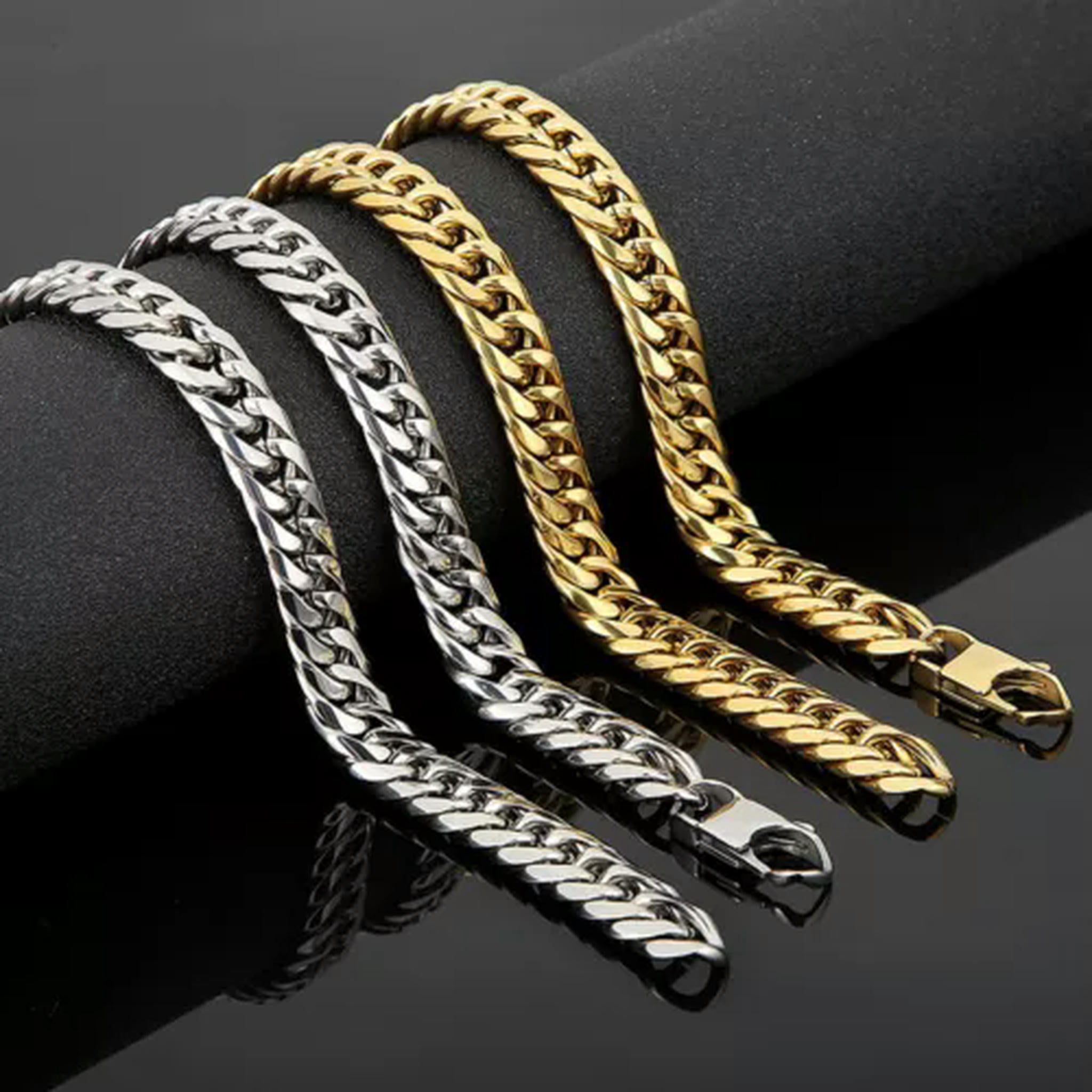 EOEMY 9/11/13mm Fashion Women Men'S Chain 316L Stainless Steel Curb ...