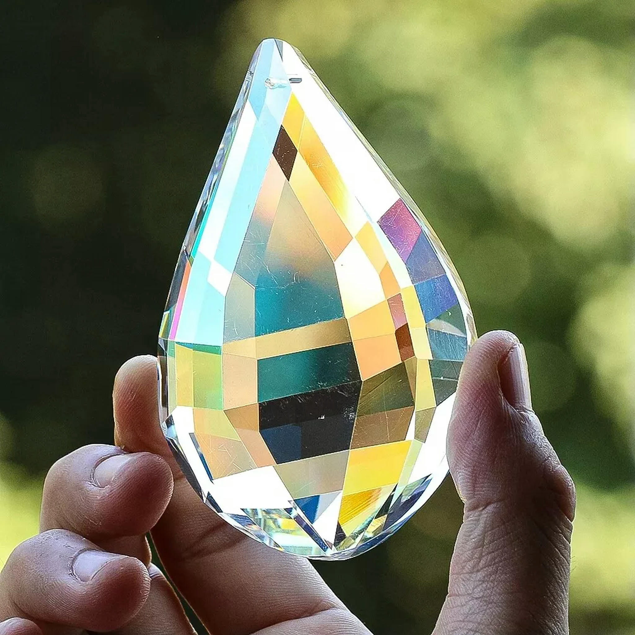 EOEMY 90mm Crystal Prism Suncatcher Ab Color Glass Faceted Prism ...