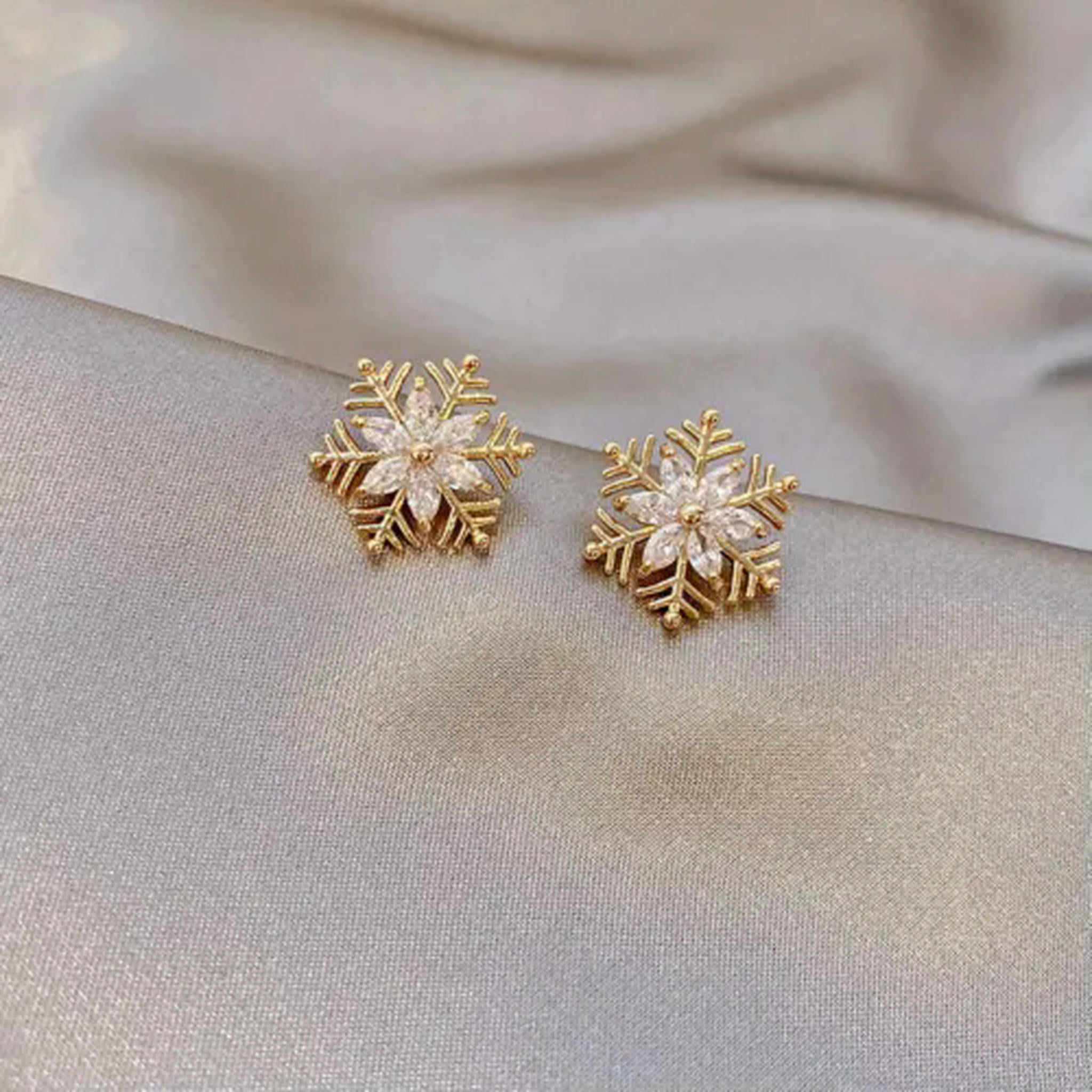 EOEMY 925 Silver Zircon Snowflake Tassel Earrings Stud Drop Dangle ...