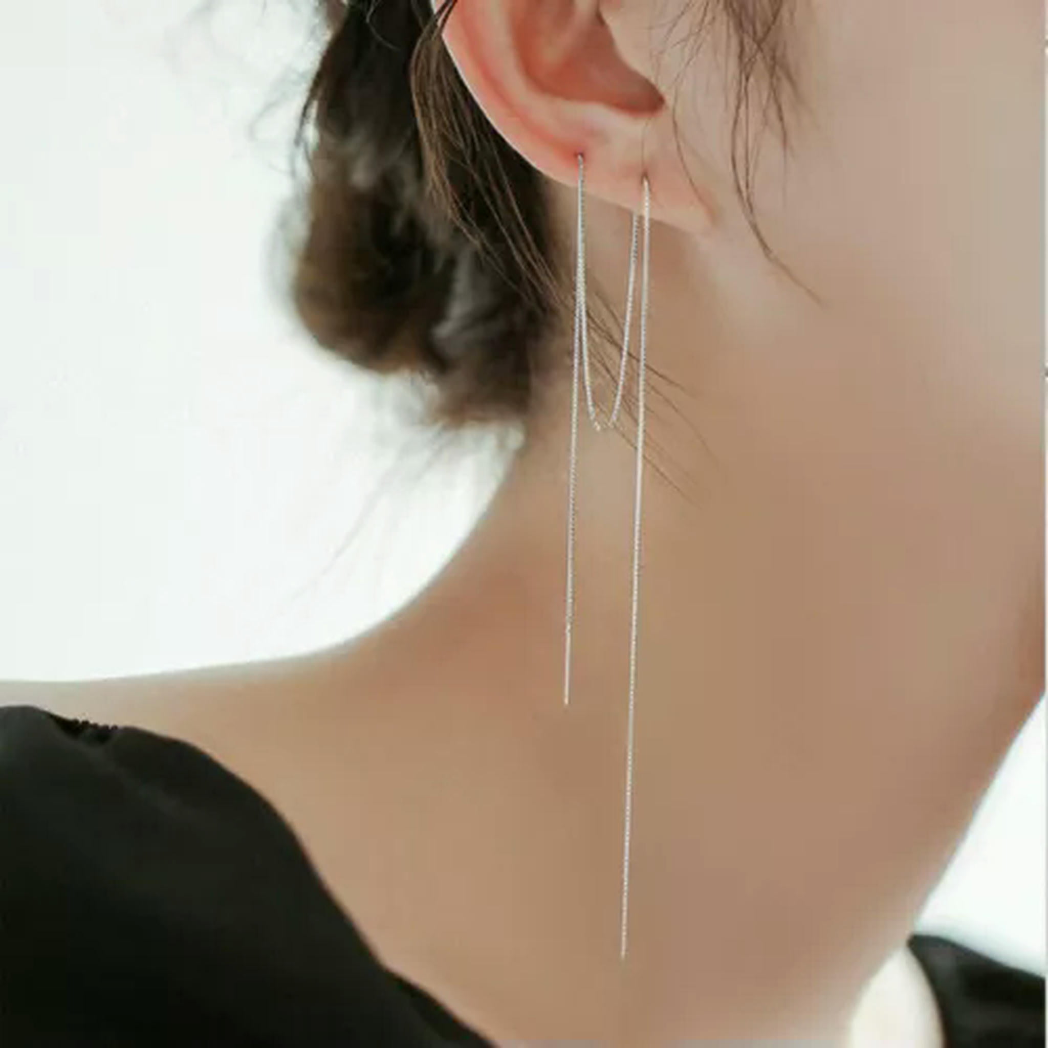 EOEMY 925 Sterling Silver 8Cm~22Cm Ear Thread Threader Long Line Dangle ...