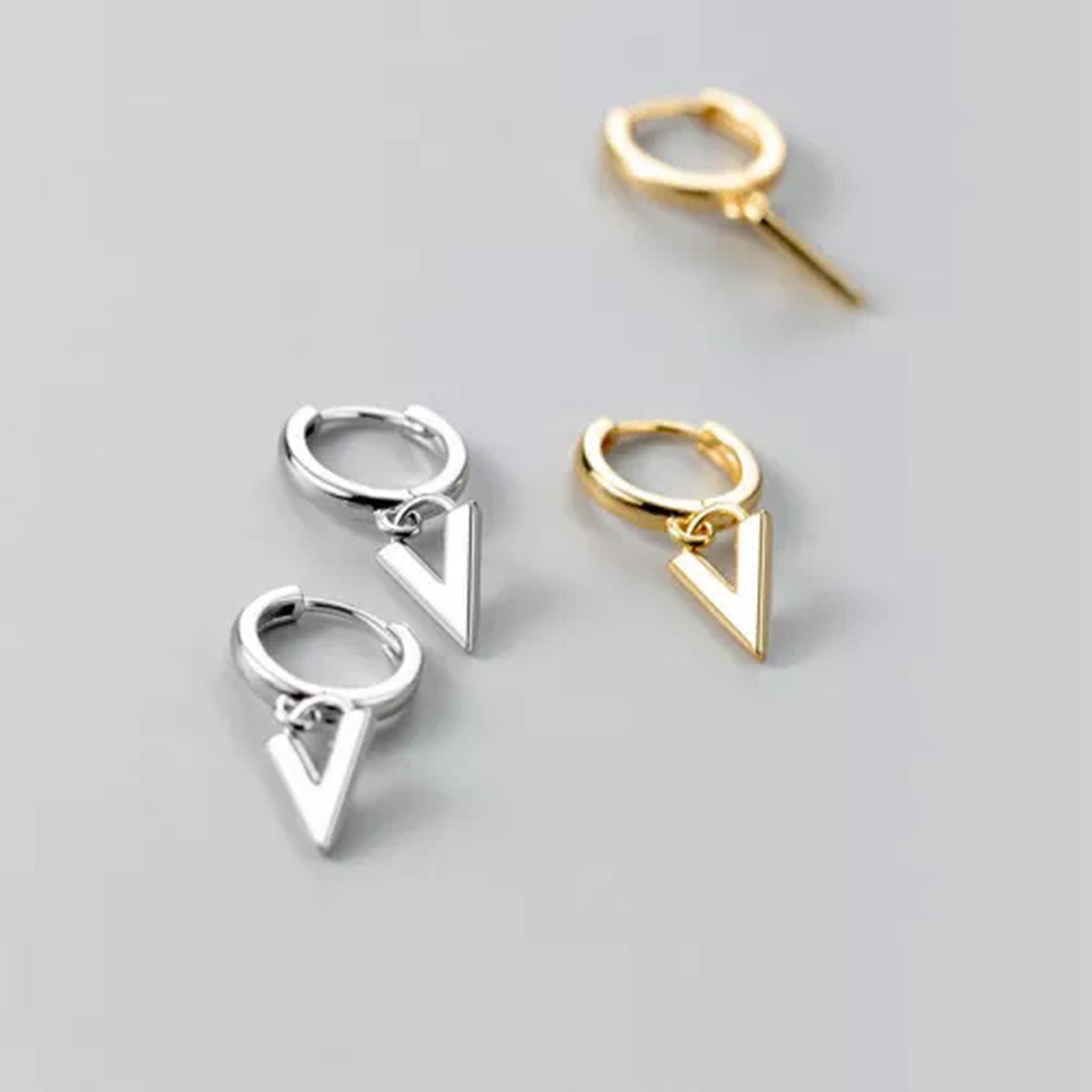 EOEMY 925 Sterling Silver Sleeper Hinged Hoop Earrings Hollow Triangle ...