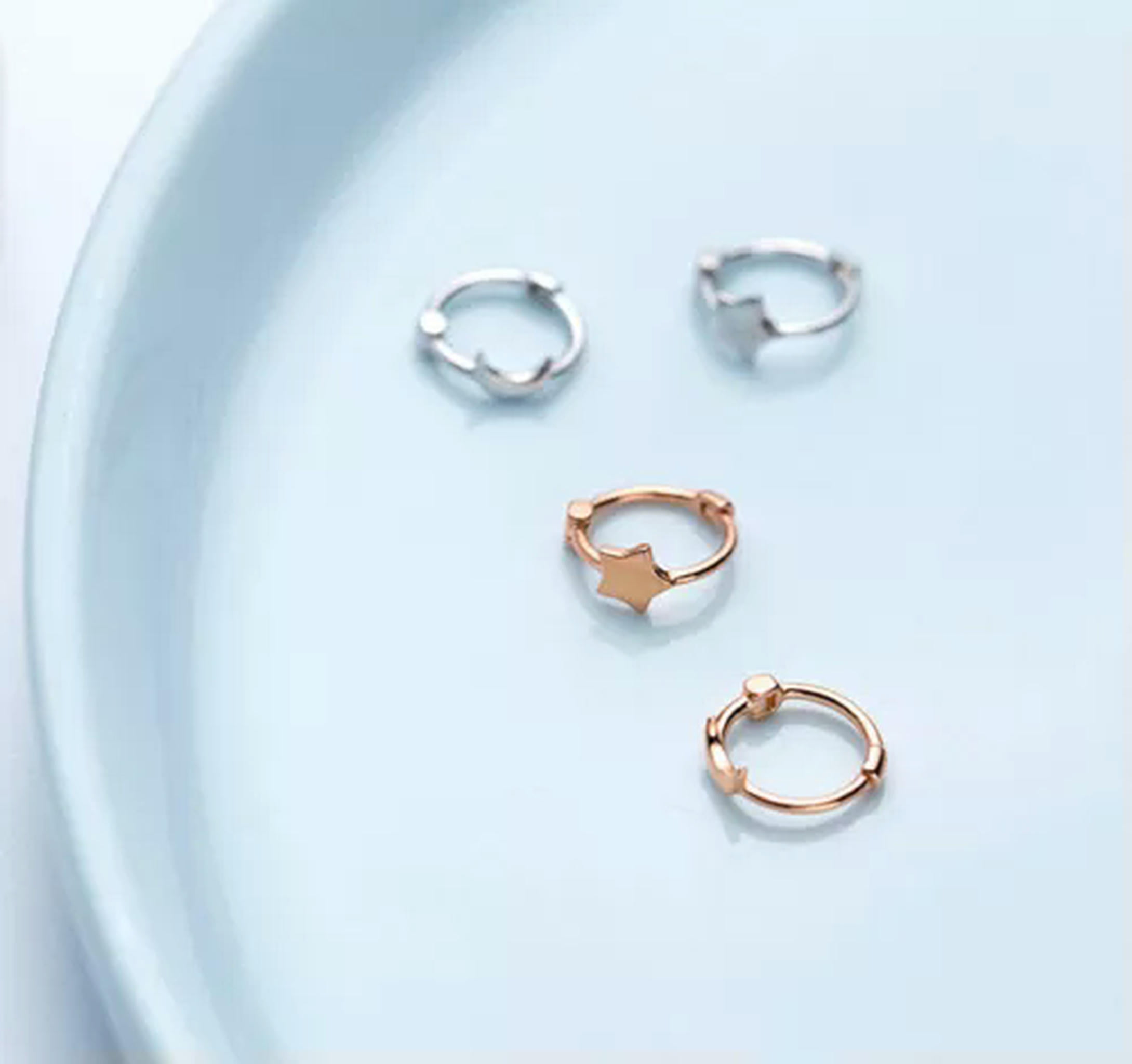 EOEMY 925 Sterling Silver Smooth Hoop Earrings Small Cute Huggies Star ...