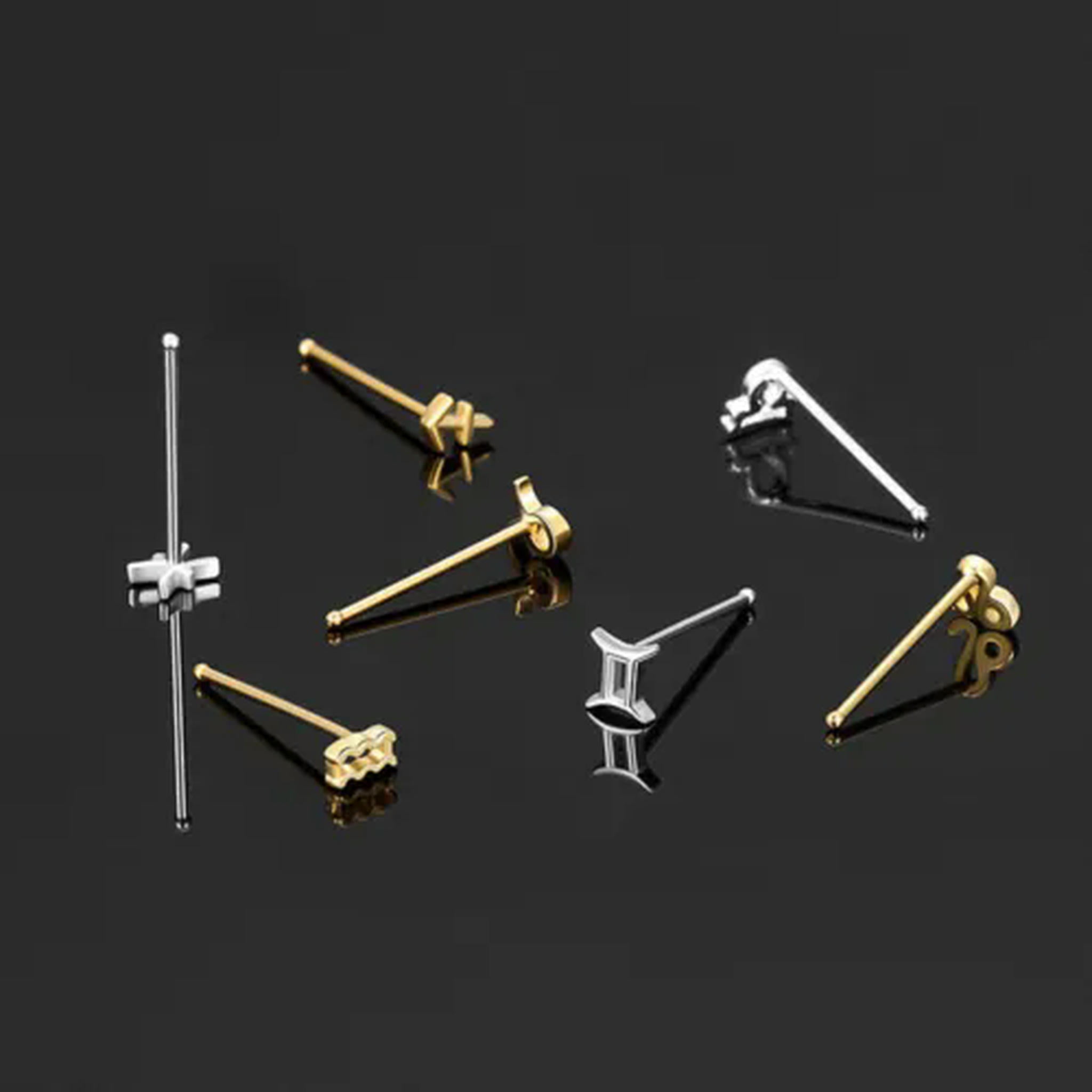 EOEMY 925 Sterling Silver Twelve Constellations 24G Nose Bone Ring ...
