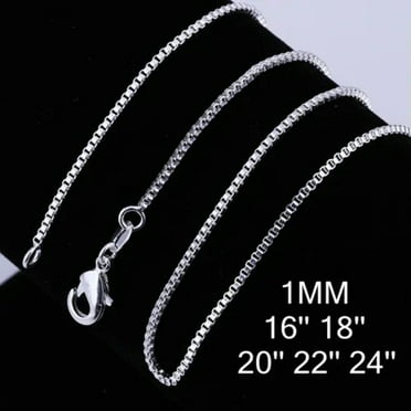 EOEMY 925 Sterling Solid Silver 1mm/1.5mm/2mm Box Chain Necklace For ...
