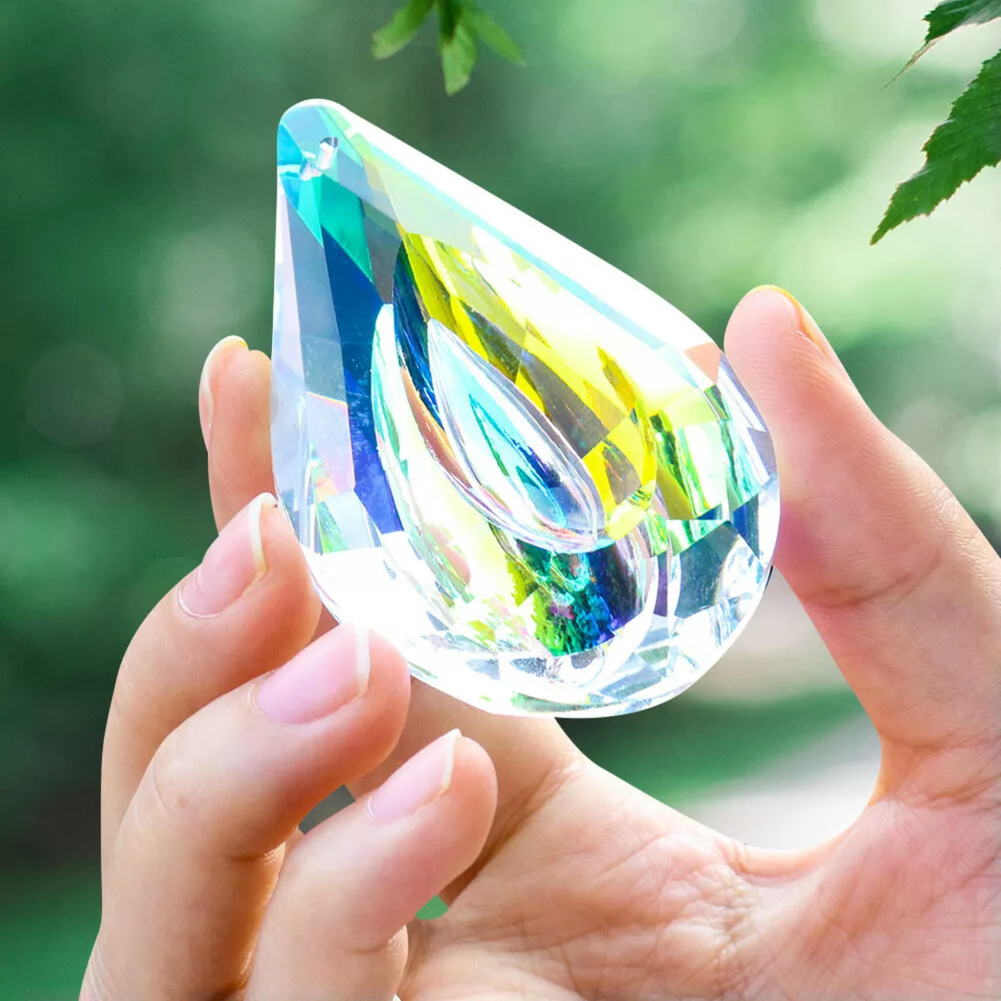 EOEMY Ab Aurora Rainbow Longan Crystal Feng Shui Faceted Prism Crystal ...