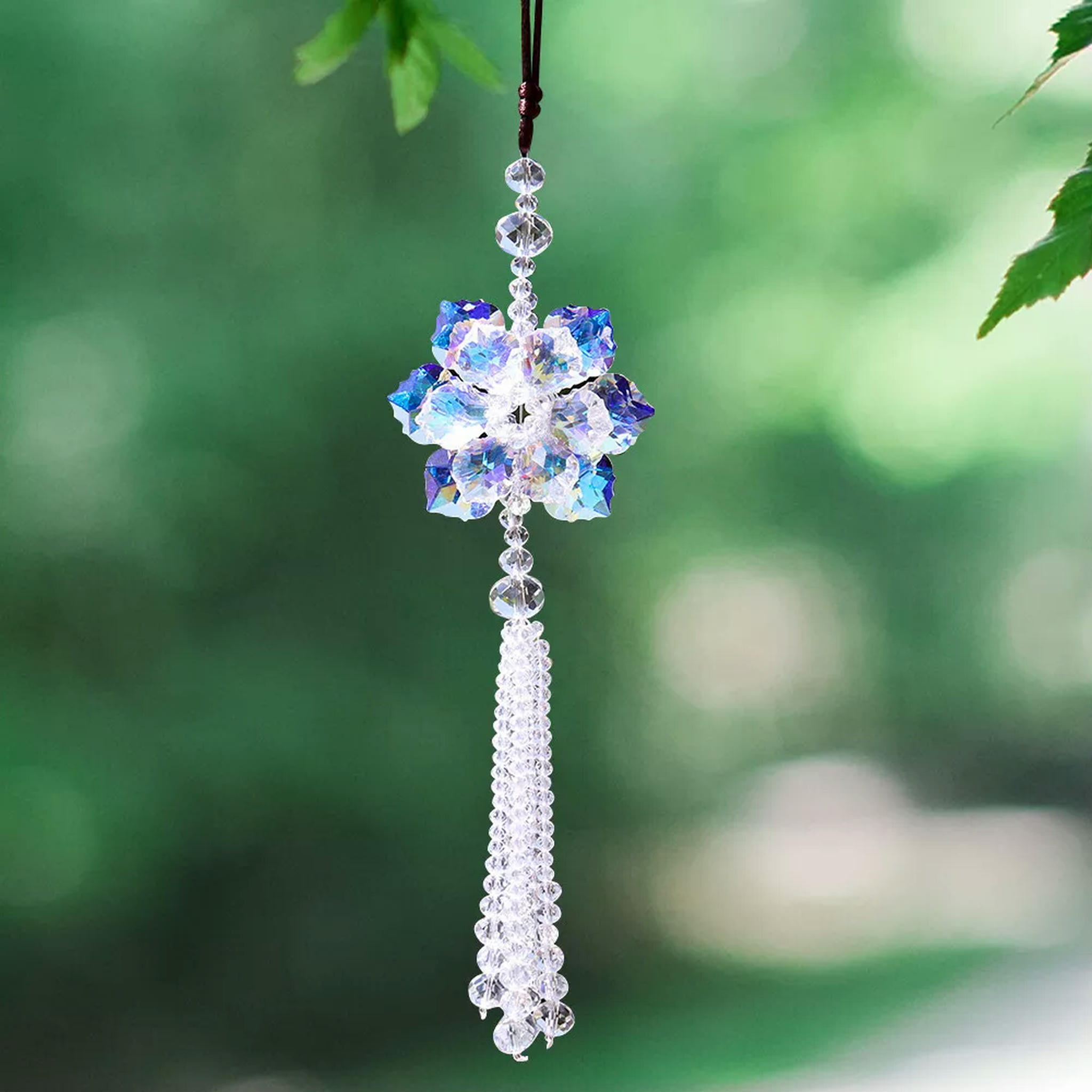 EOEMY Ab Three Maple Leaf Crystal Chandelier Pendant Faceted Prism ...