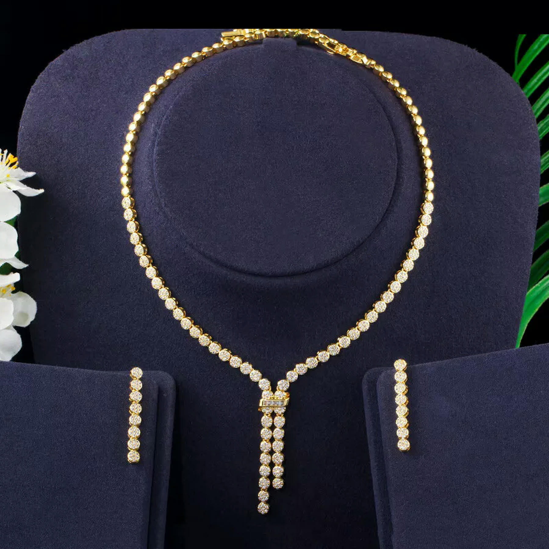 EOEMY African Nigerian Gold Cz Bridal Round Dangle Drop Party Earring ...
