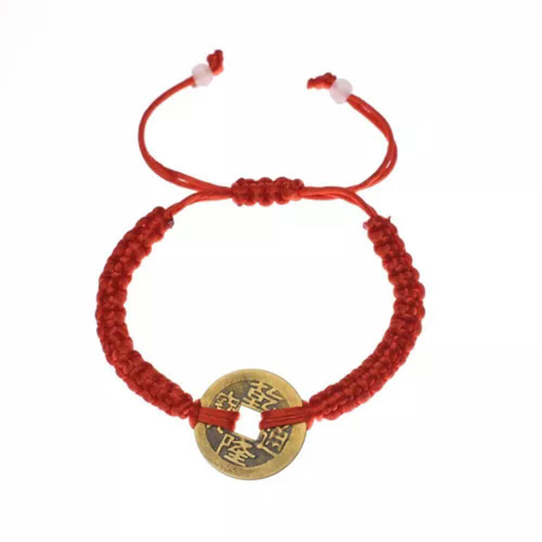 EOEMY Bangle Lucky Red String Feng Shui Copper Coin Bracelet Handmade ...