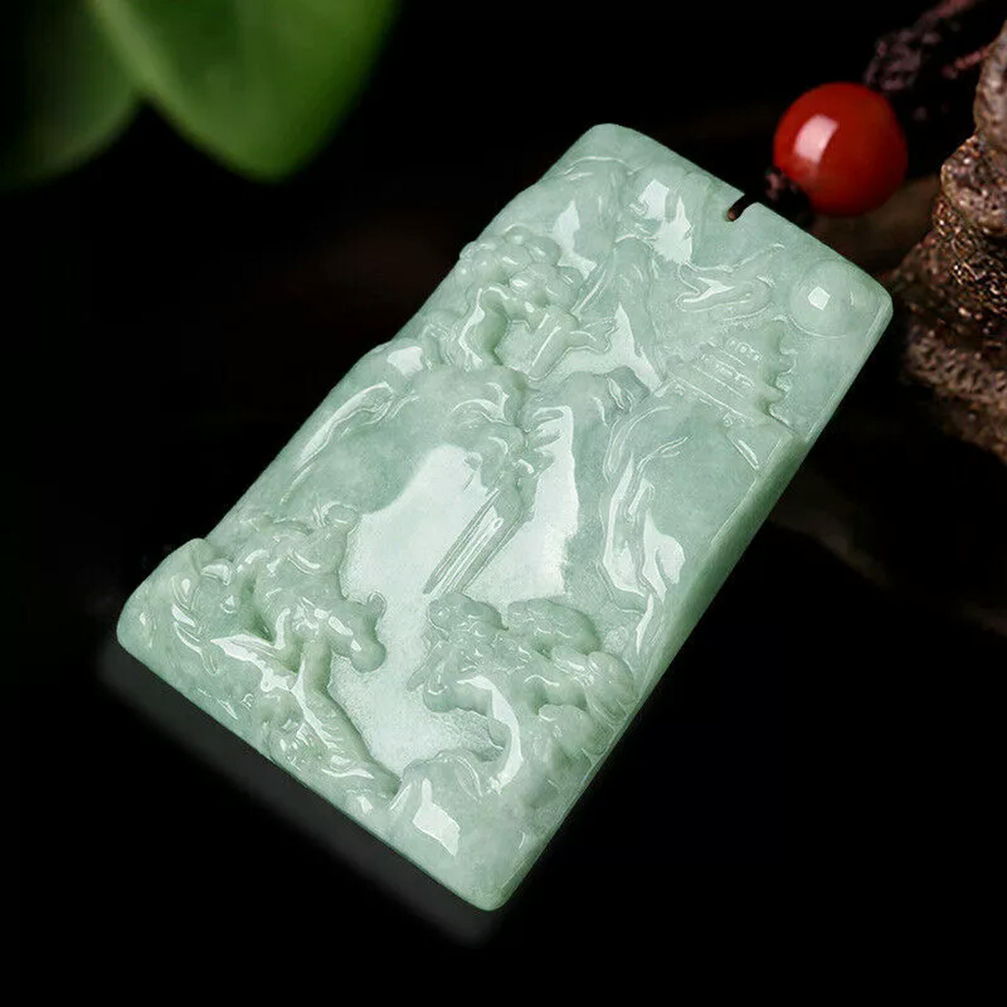 EOEMY Burmese Jade Landscape Pendant Emerald Jadeite Jewelry Natural ...