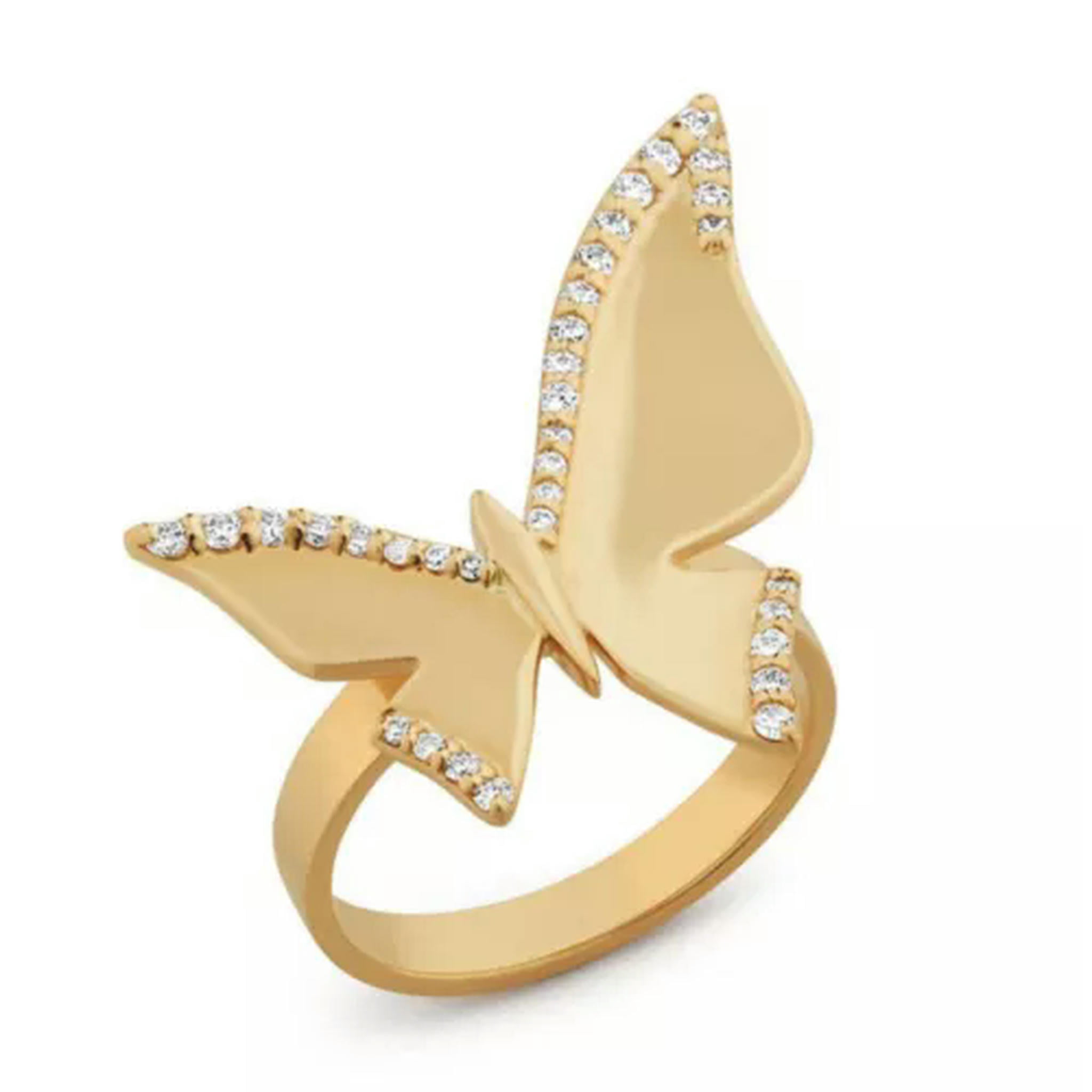 EOEMY Butterfly Ring Rose Gold Plated 3D Nature Jewelry Promise Pre ...