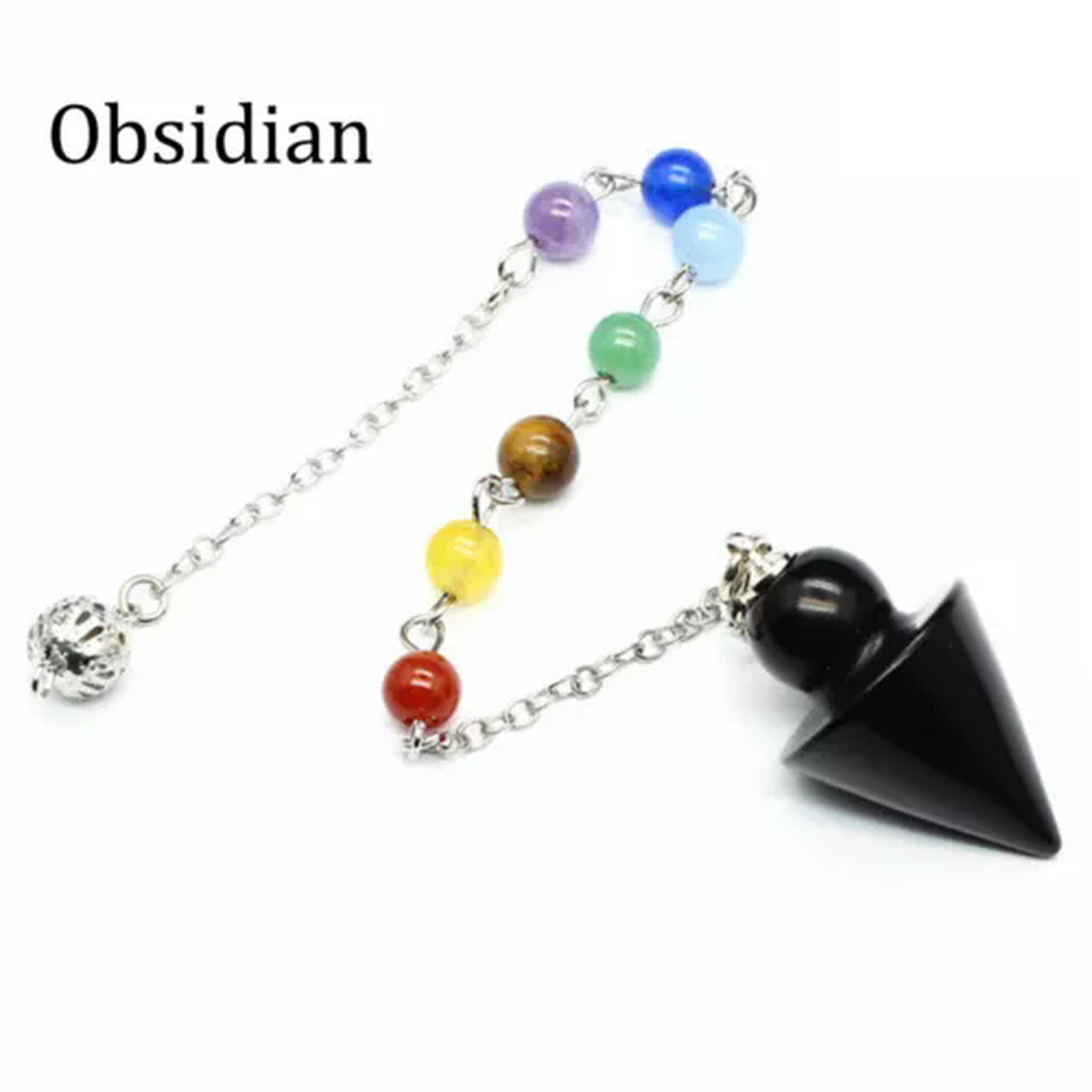 EOEMY Chakra Pendulum Natural Crystal Beads Chain Arrow Reiki Dowsing ...