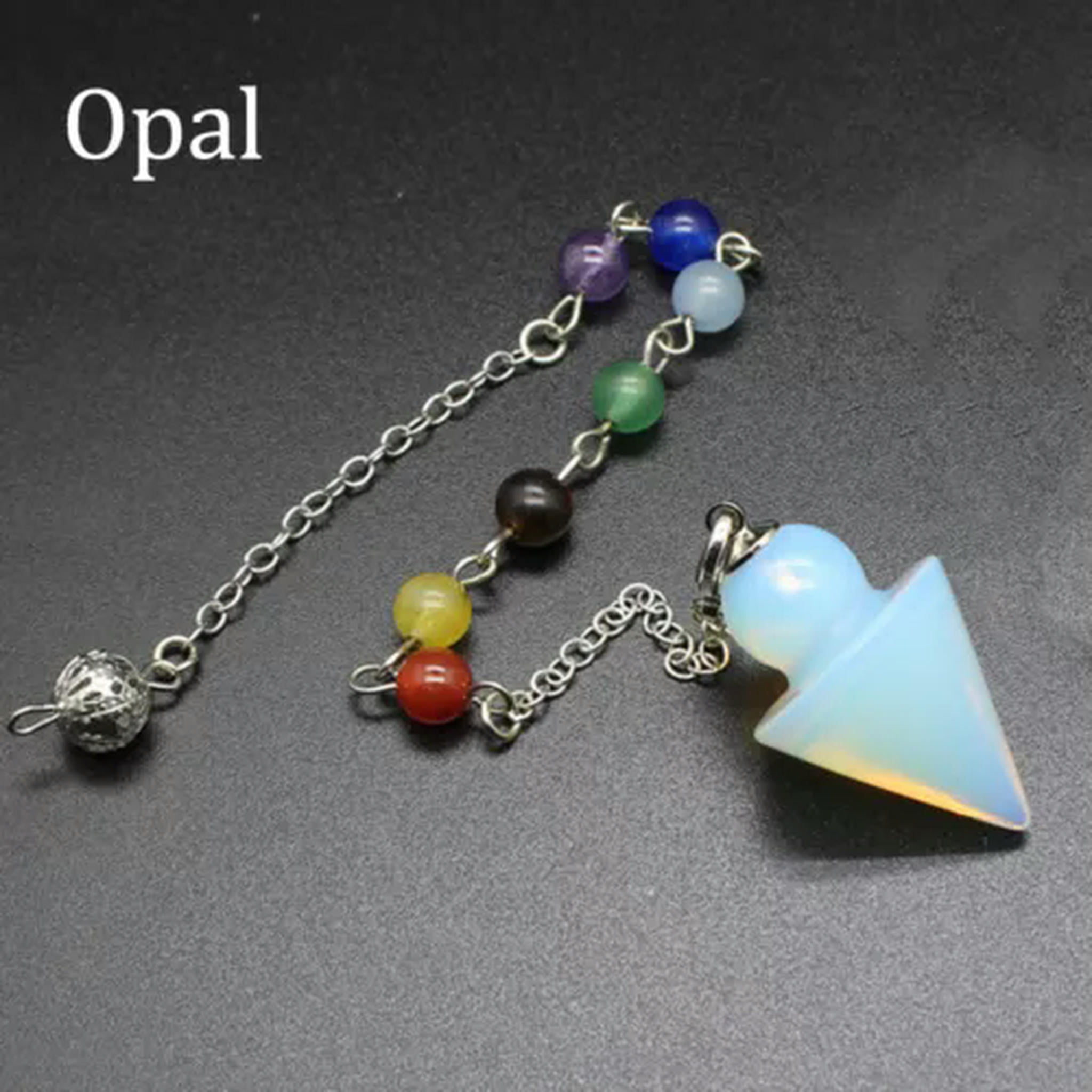 EOEMY Chakra Pendulum Natural Crystal Beads Chain Arrow Reiki Dowsing ...