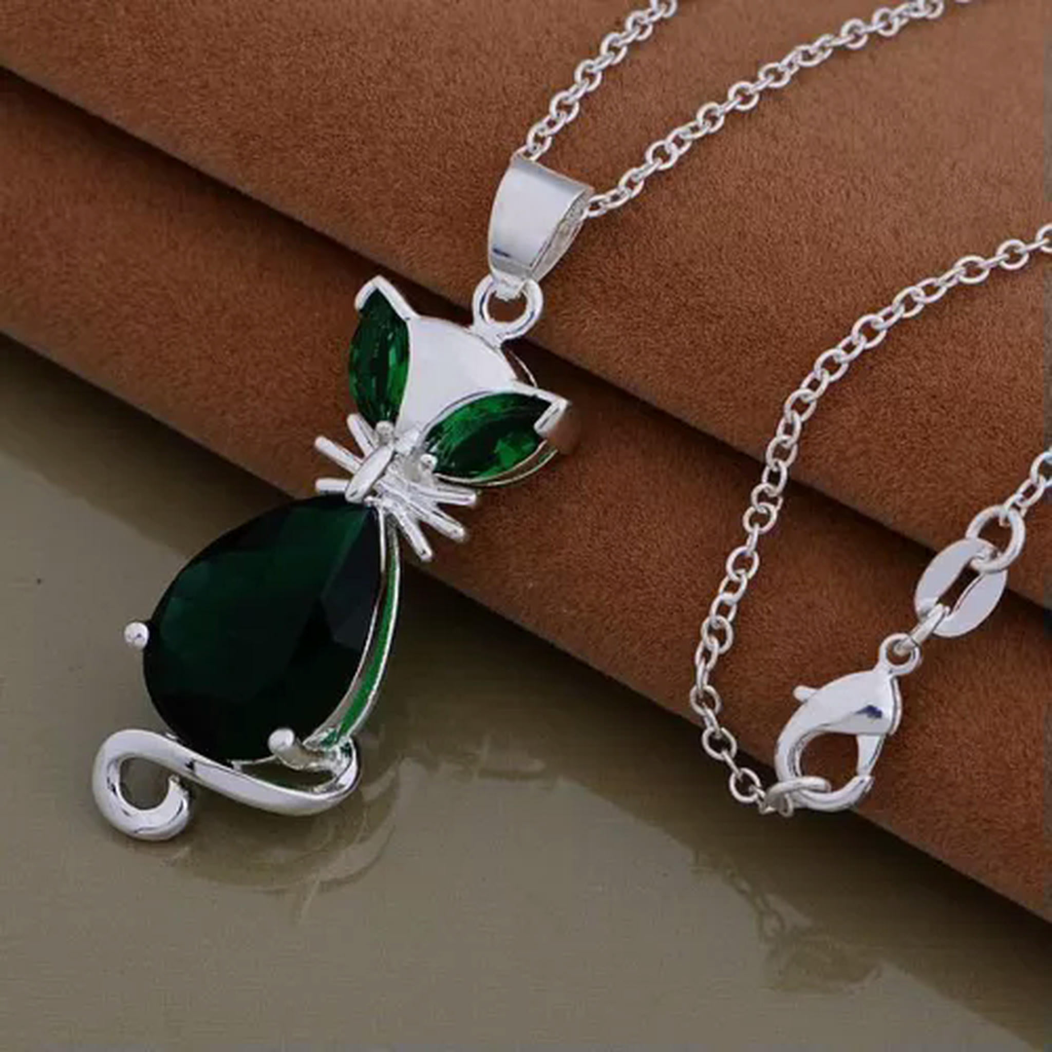 EOEMY Charms Noble 925 Silver Fashion Crystal Cat Wedding Lady New ...