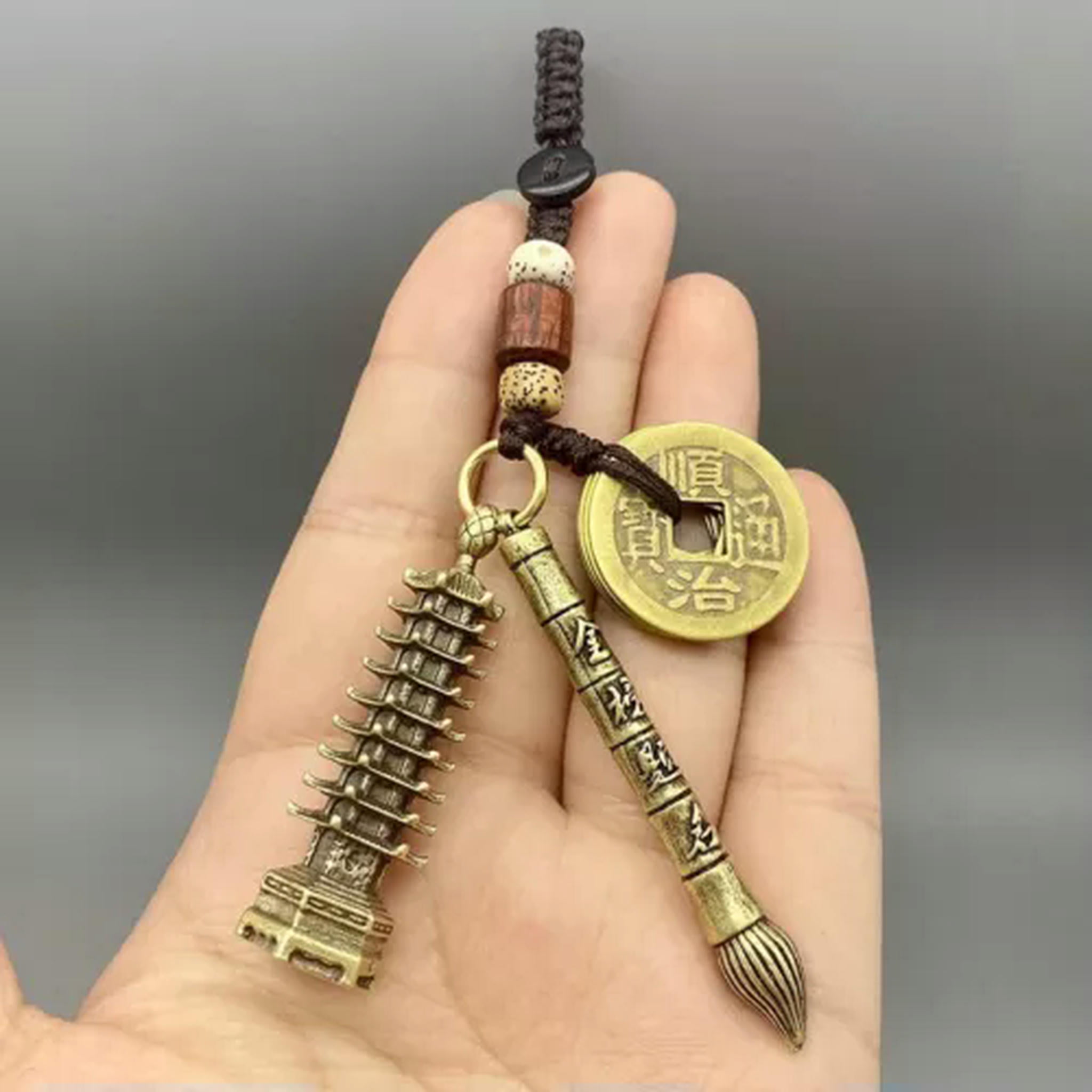 EOEMY Chinese Brass Nine-Story Wenchang Tower Pendant Traditional ...