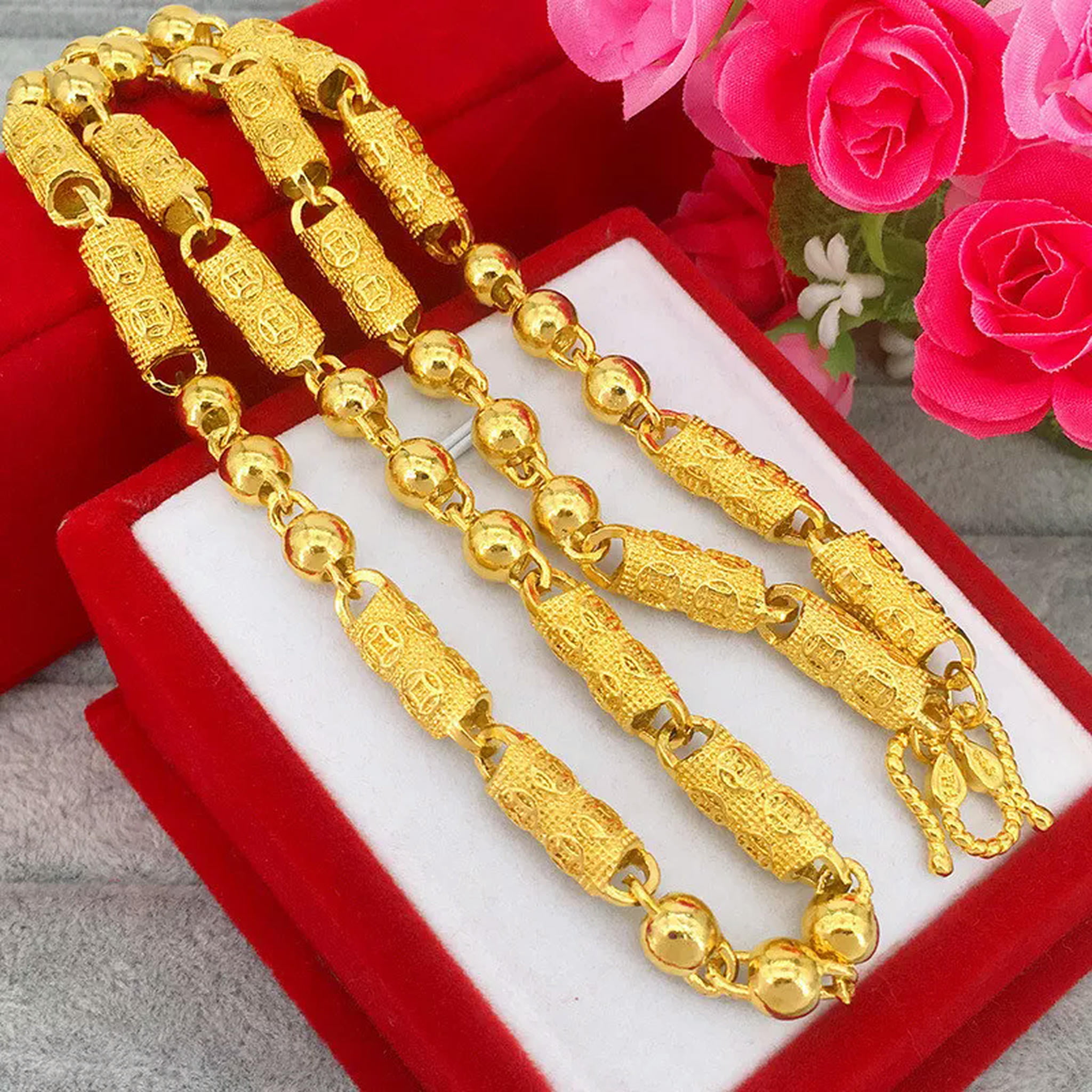 EOEMY Cool 24K Yellow Gold Plated 8mm 24" Money Cylinder Men'S Chains ...