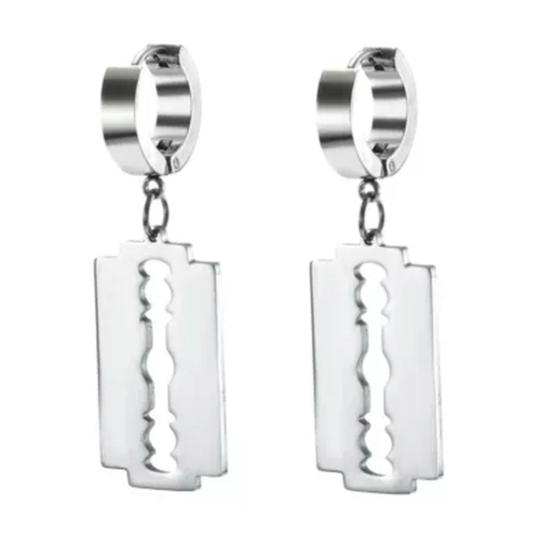 EOEMY Creative Razor Blade Stainless Steel Earrings For Women Punk ...