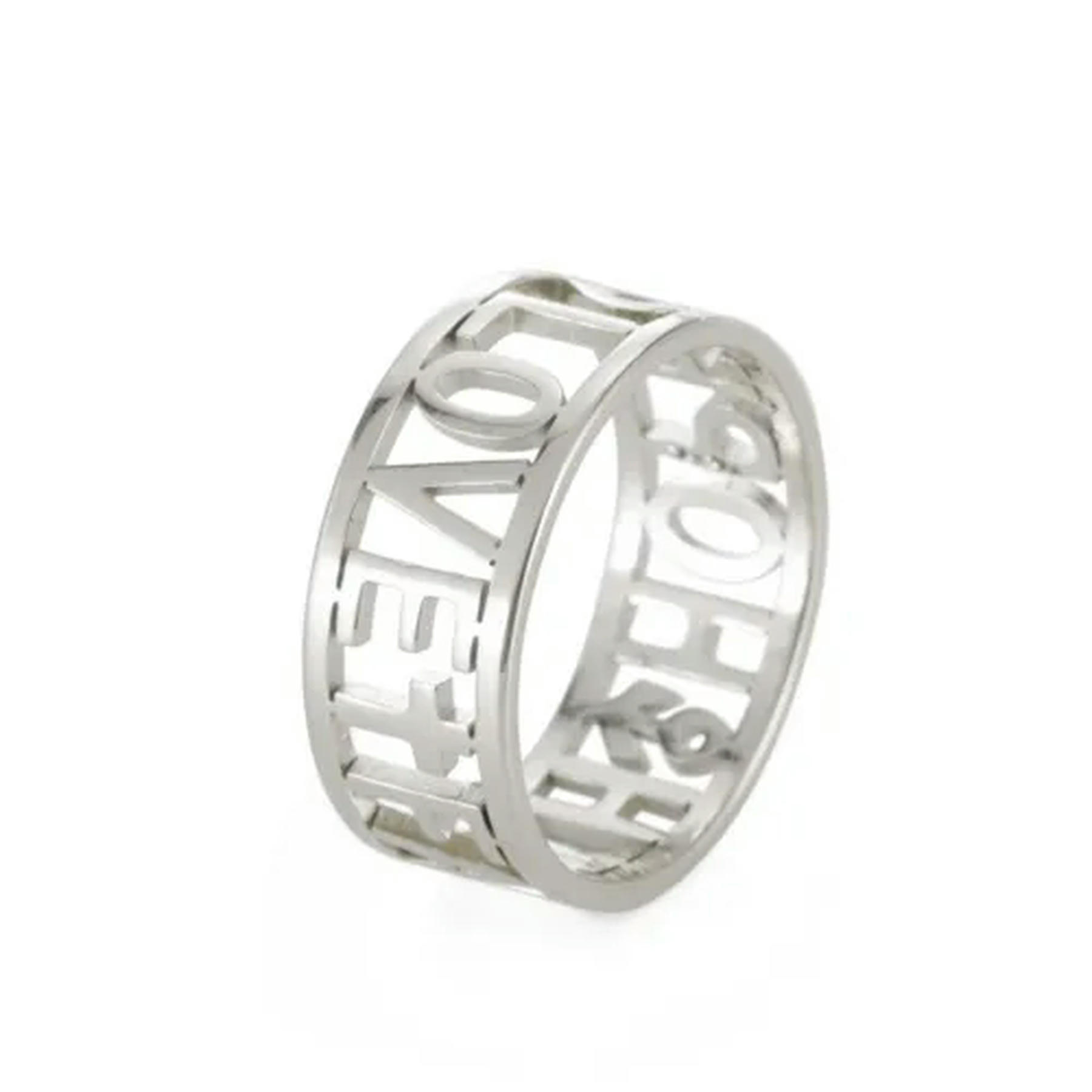 EOEMY Cross Faith Hope Love Words Ring Sideways Religious Inspirational ...