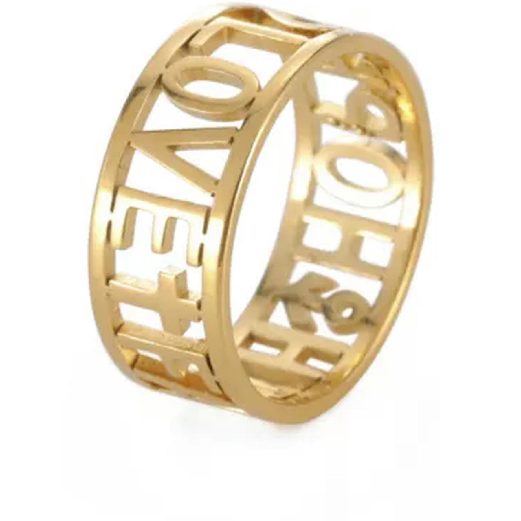 EOEMY Cross Faith Hope Love Words Ring Sideways Religious Inspirational ...