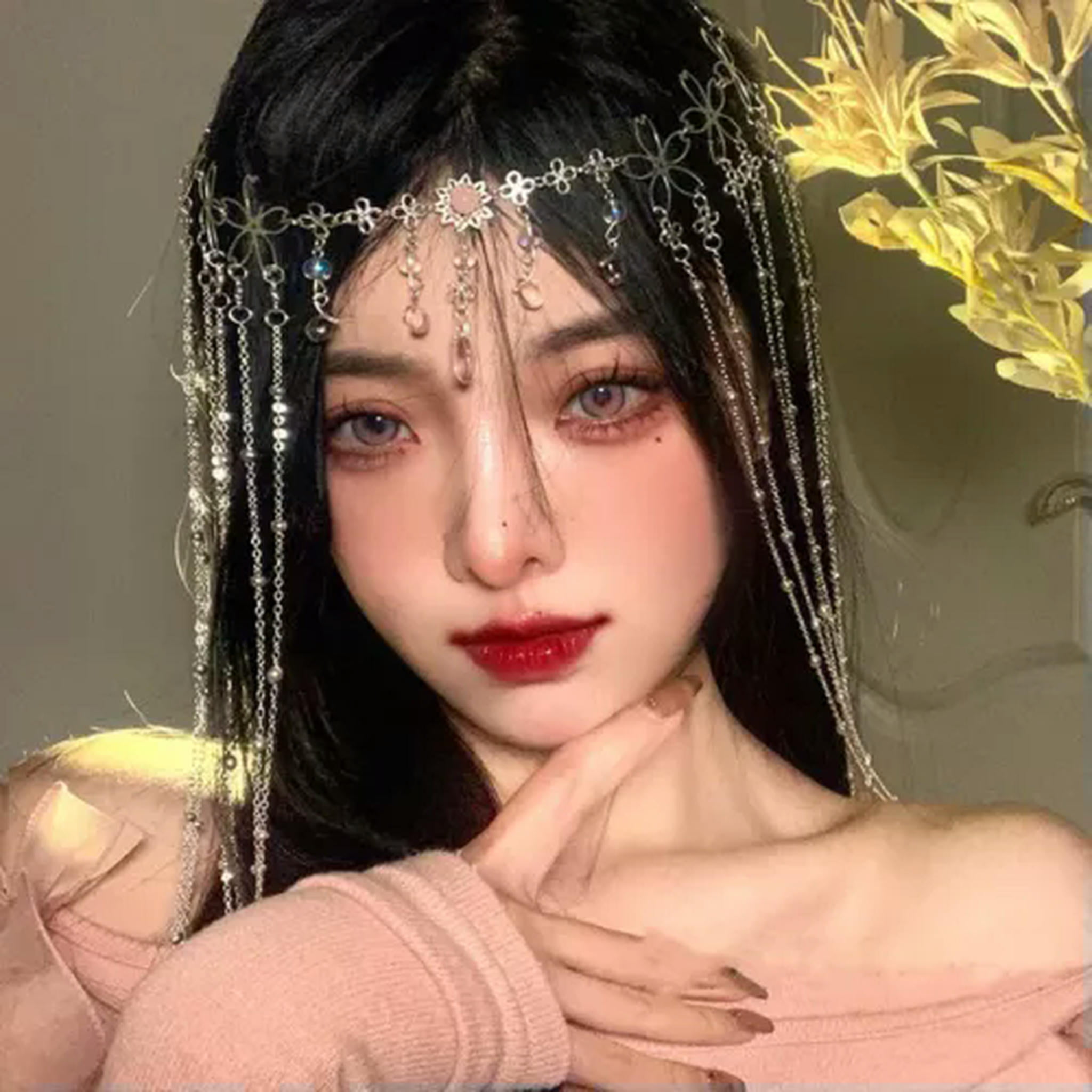 EOEMY Crystal Forehead Pendant Headdress Chain Water Drop Hair Ornament ...