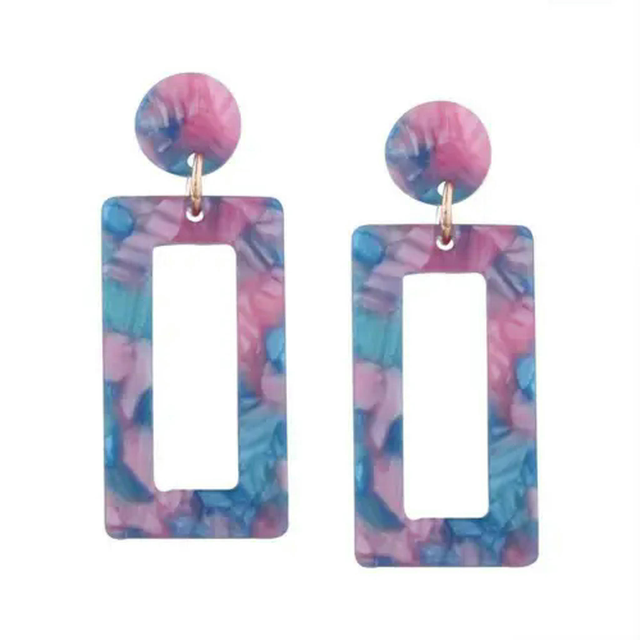 EOEMY Ear Studs Alloy Cellulose Acetate(Resin) Rectangle Blue 50X20mm ...