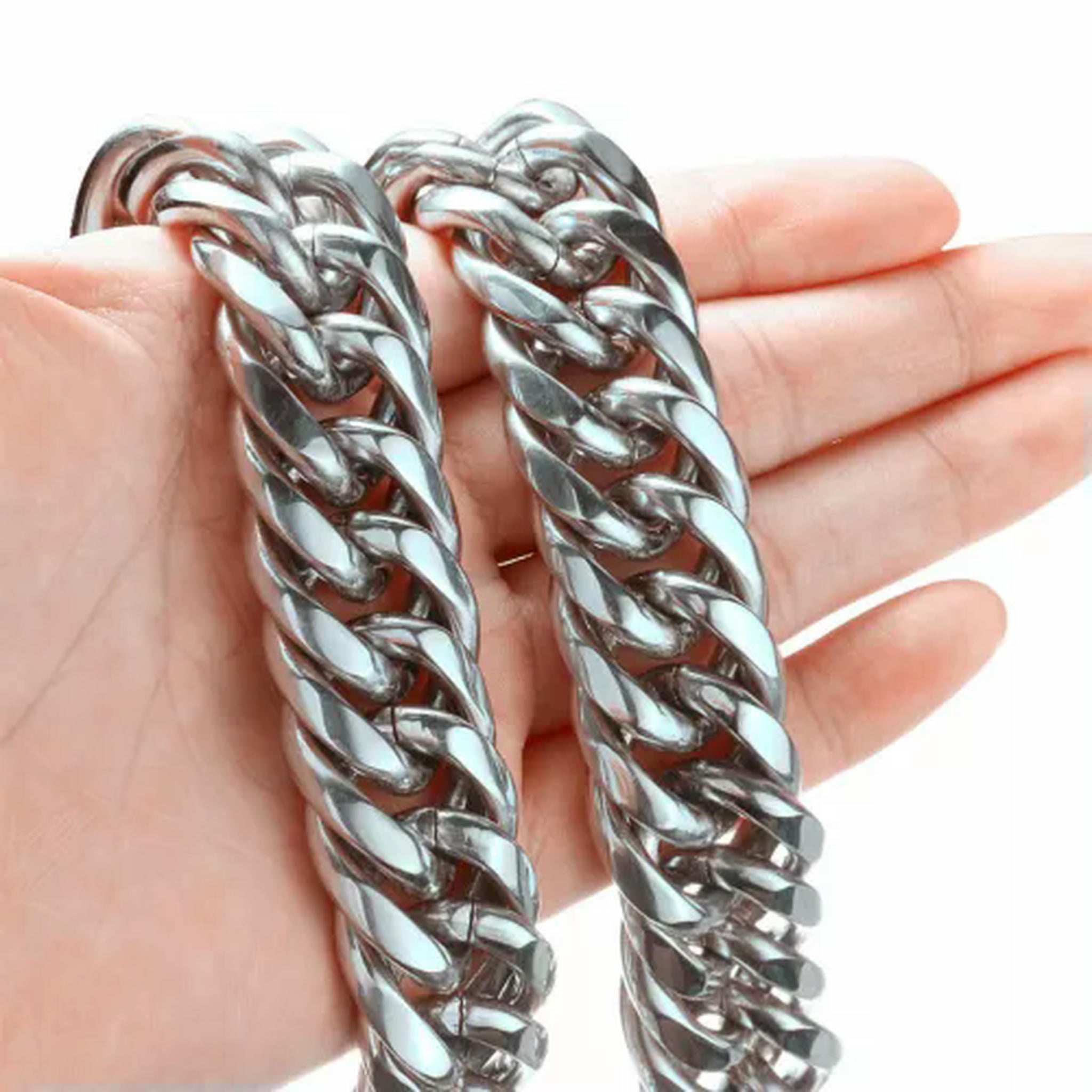 EOEMY Fashion 9/11/13/16/20/22mm Curb Cuban Link Chain Stainless Steel ...