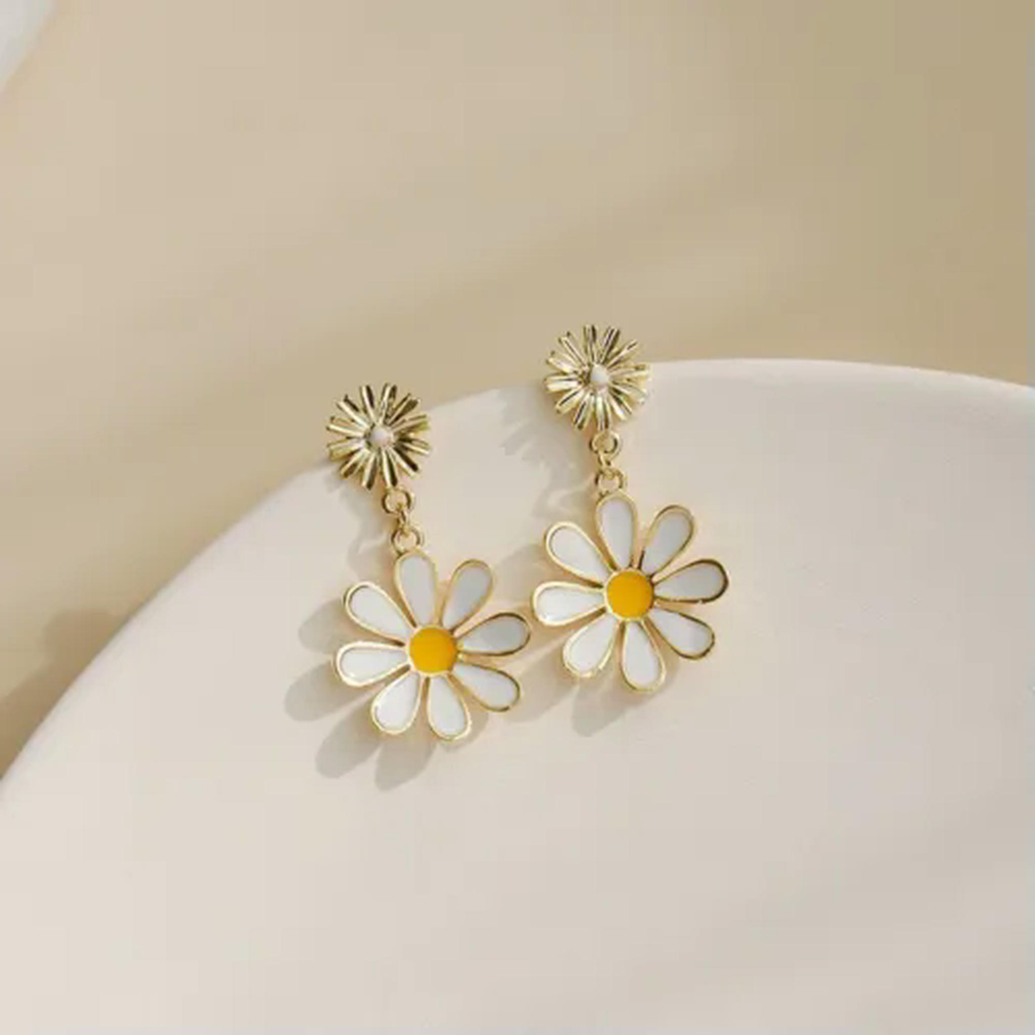 EOEMY Fashion 925 Silver Daisy Flower Stud Earrings Drop Dangle Women ...
