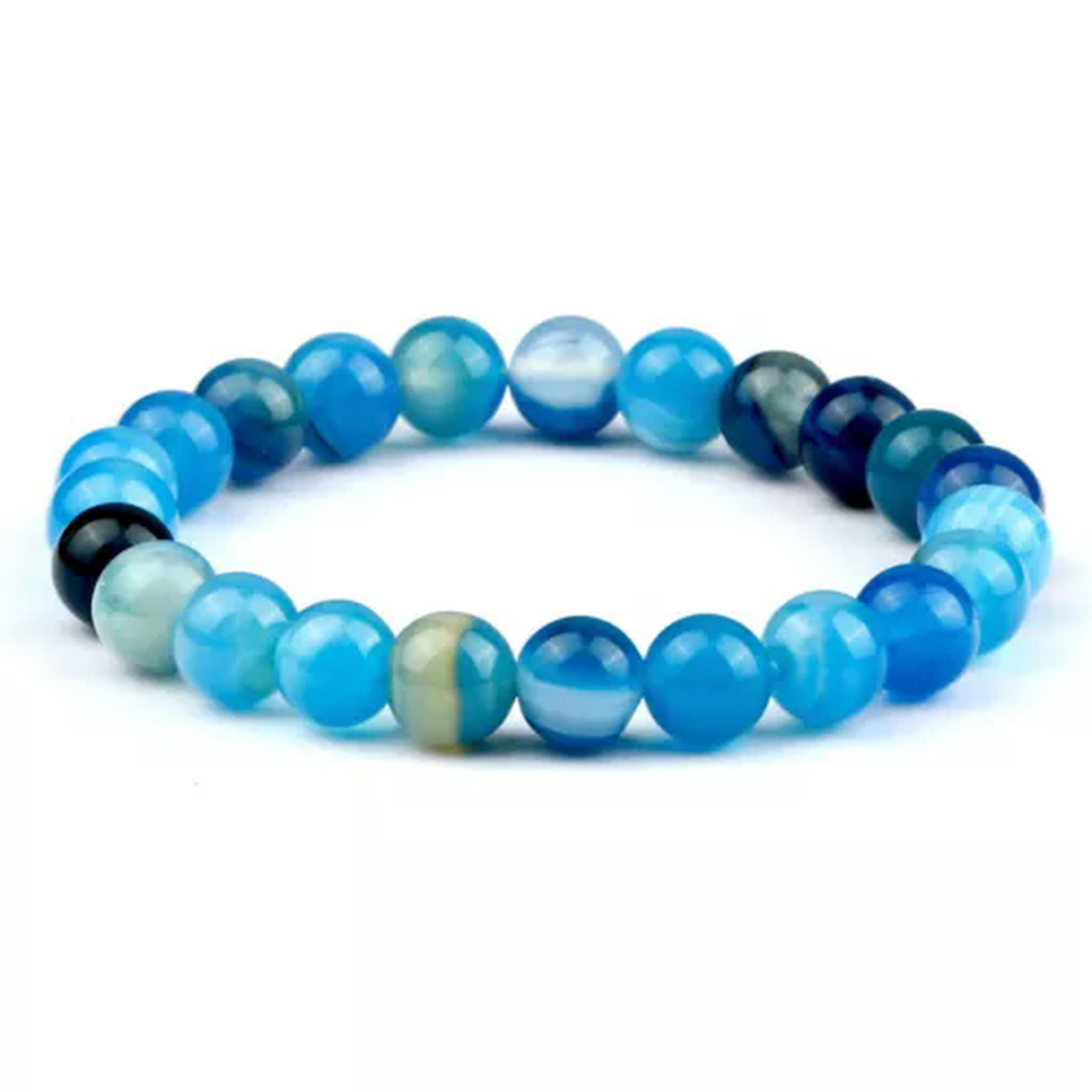 EOEMY Fashion Natural Stone Blue Tiger Eye Malachite Beads Bracelets Men Women Jewelry-Blue ...