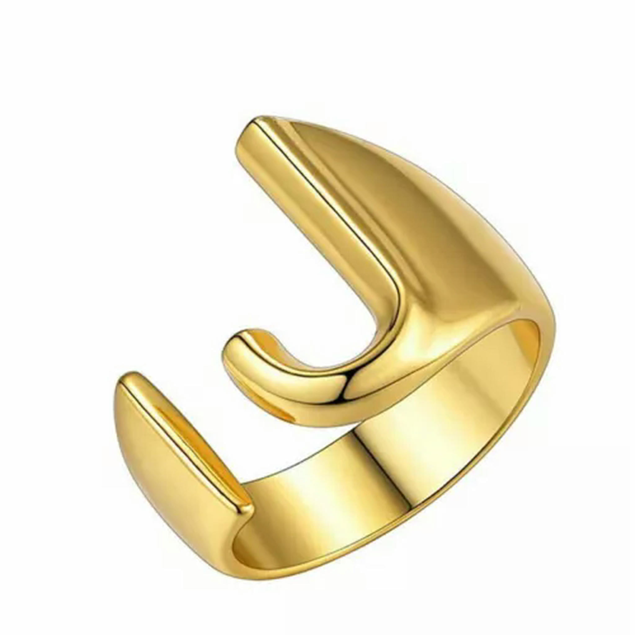 EOEMY Gold Plated Initial Letter Open Knuckle Rings Alphabet A To Z ...