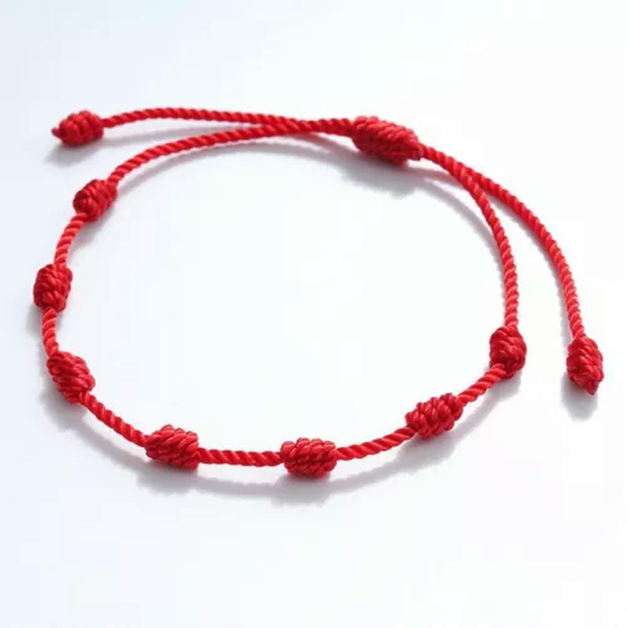 EOEMY Good Luck 7 Knots Red Kabbalah Amulet Bracelets Thread String ...