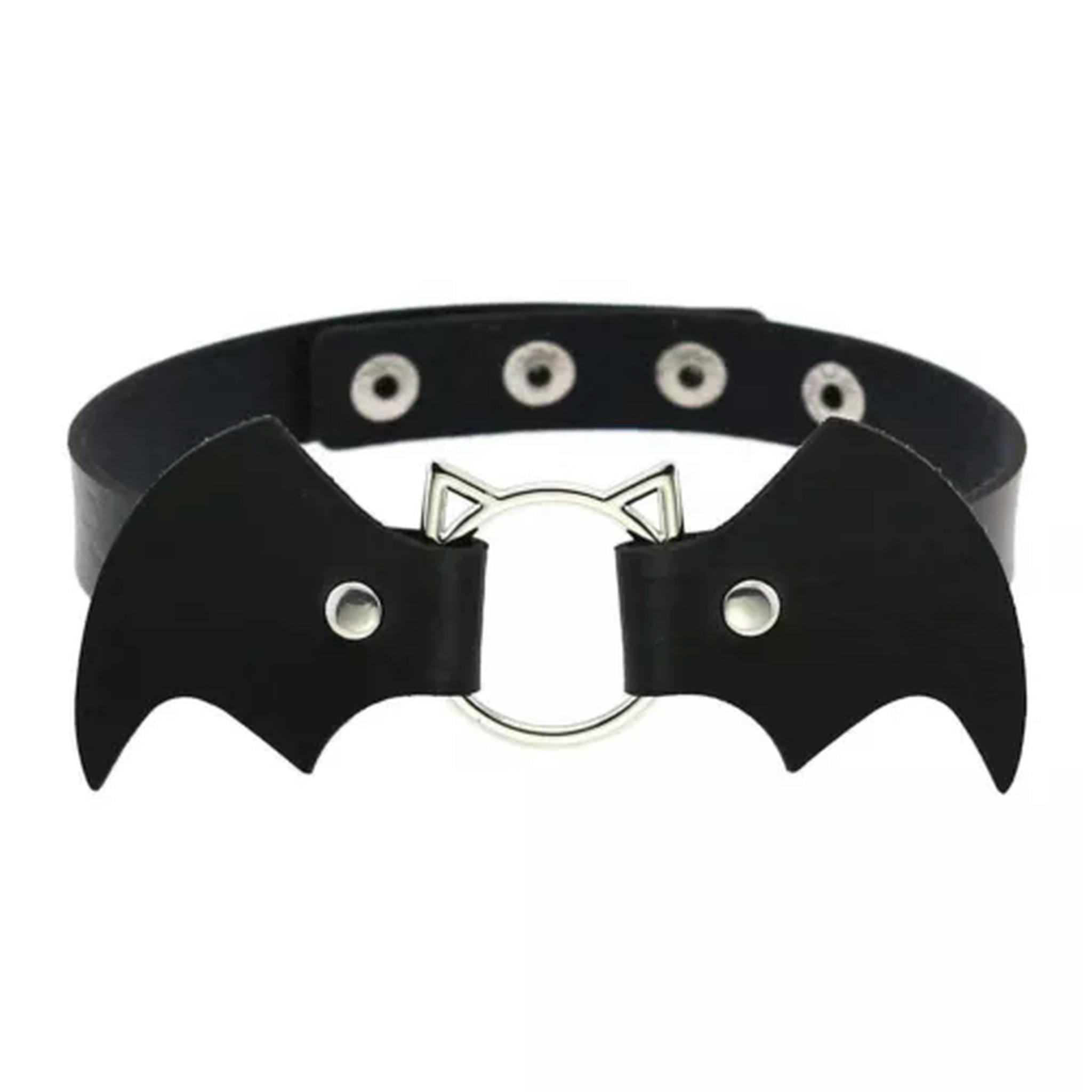 EOEMY Gothic Punk Black Pu Leather Spiked Rivet O-Ring Collar Stud ...