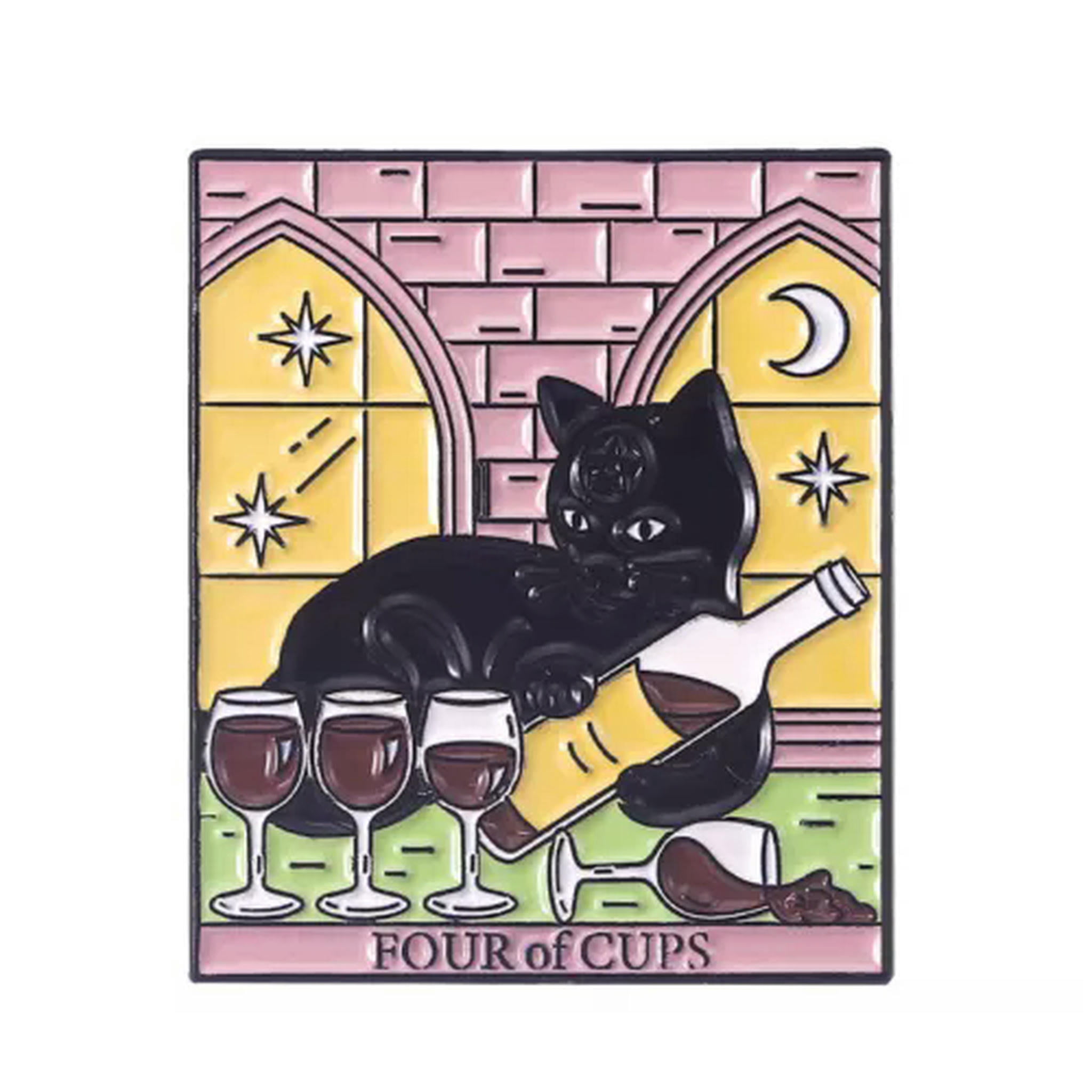 EOEMY Justice Lovers Brooch Black Cat Solitaire Hanged Man Brooch Tarot ...