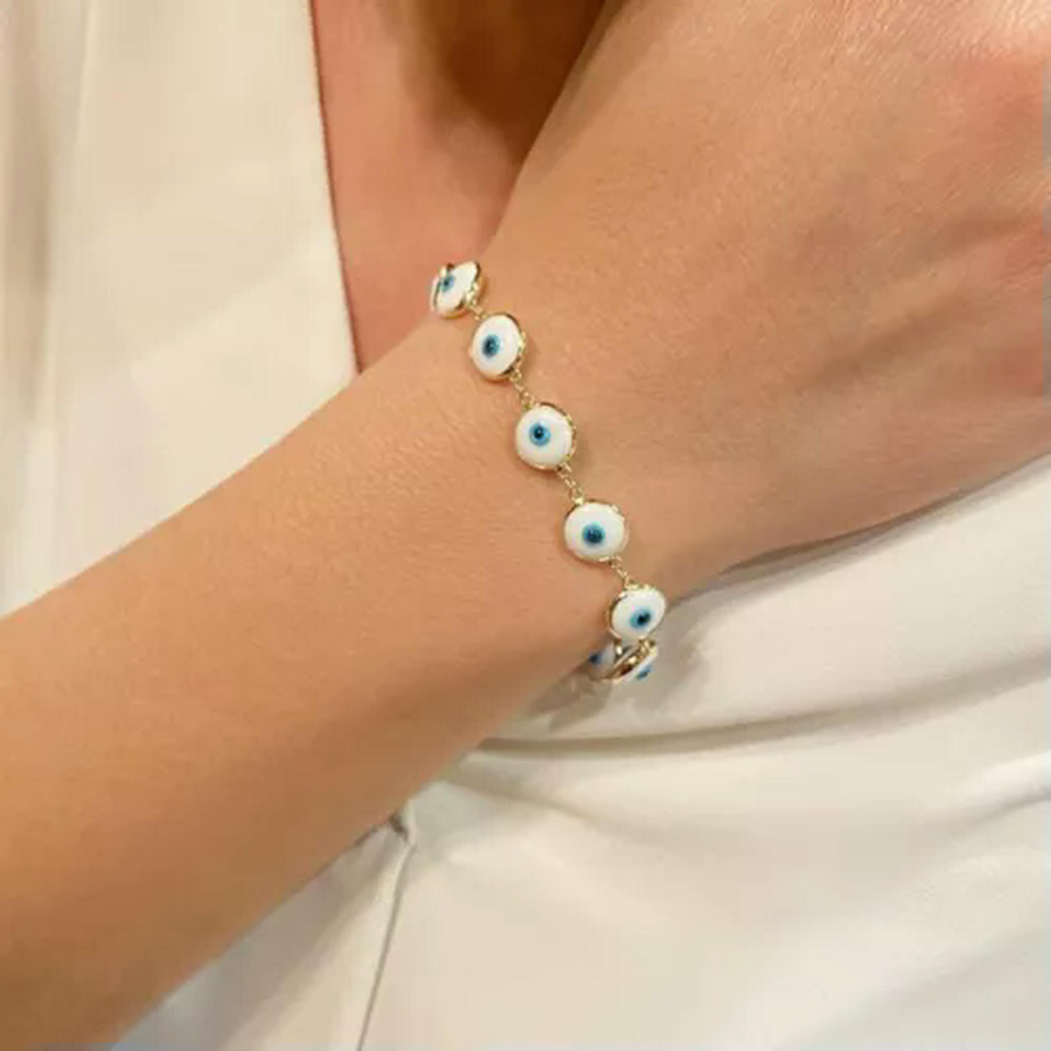 EOEMY Lucky Boho Blue Devil Eye Evil Eye Bracelets Chain Jewelry Men ...