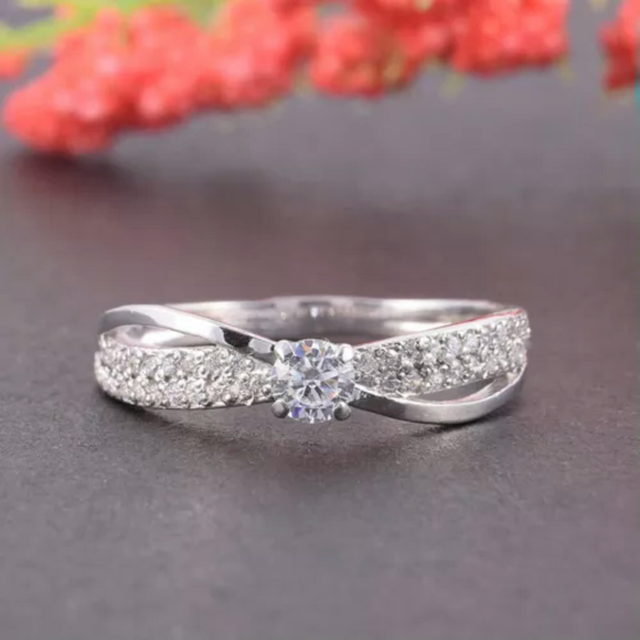 EOEMY Luxury 925 Silver Filled Rings Women Cubic Zirconia Engagement ...