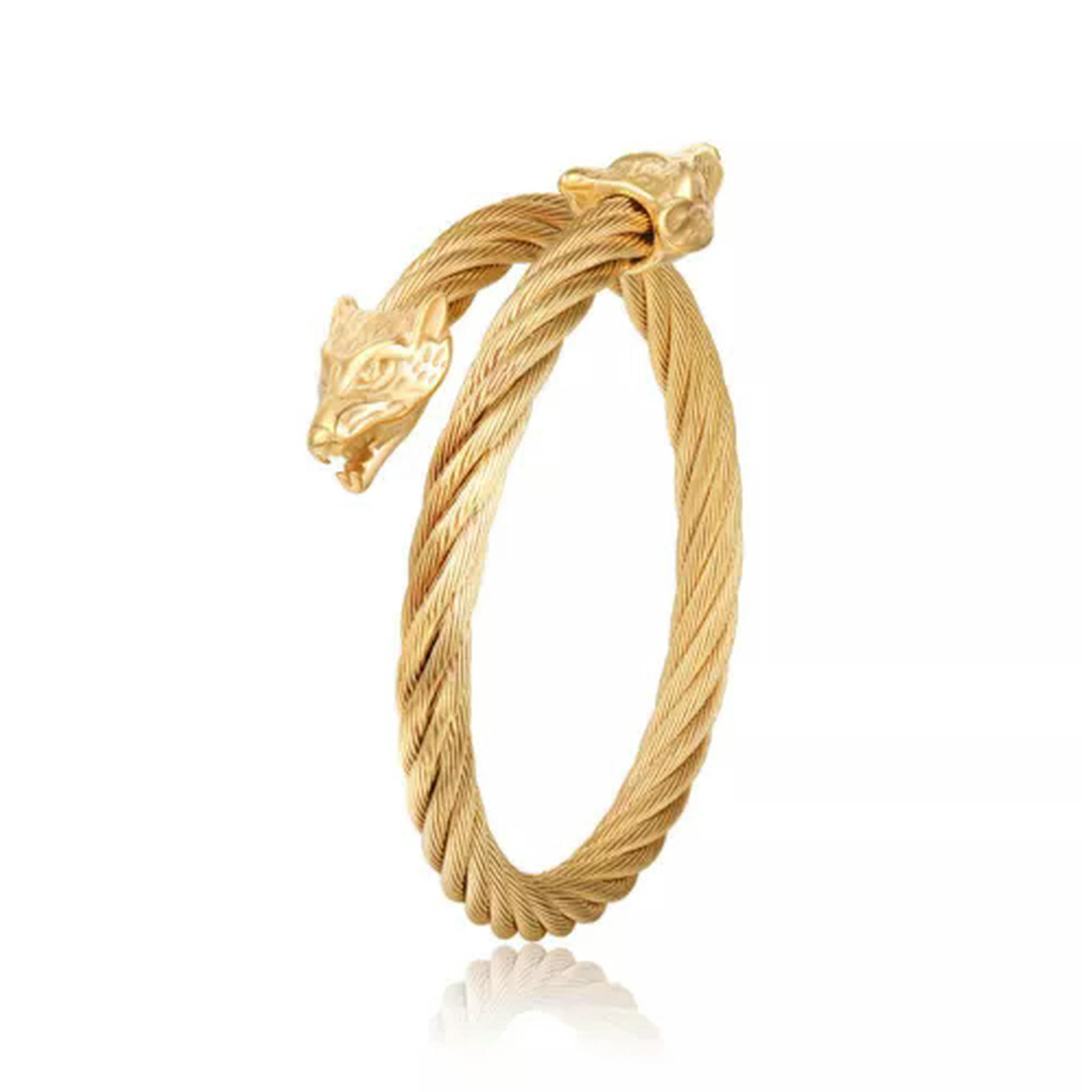 EOEMY Luxury Gold Walf Head Bangles Hip Hop Jewelry Goth Fashion ...