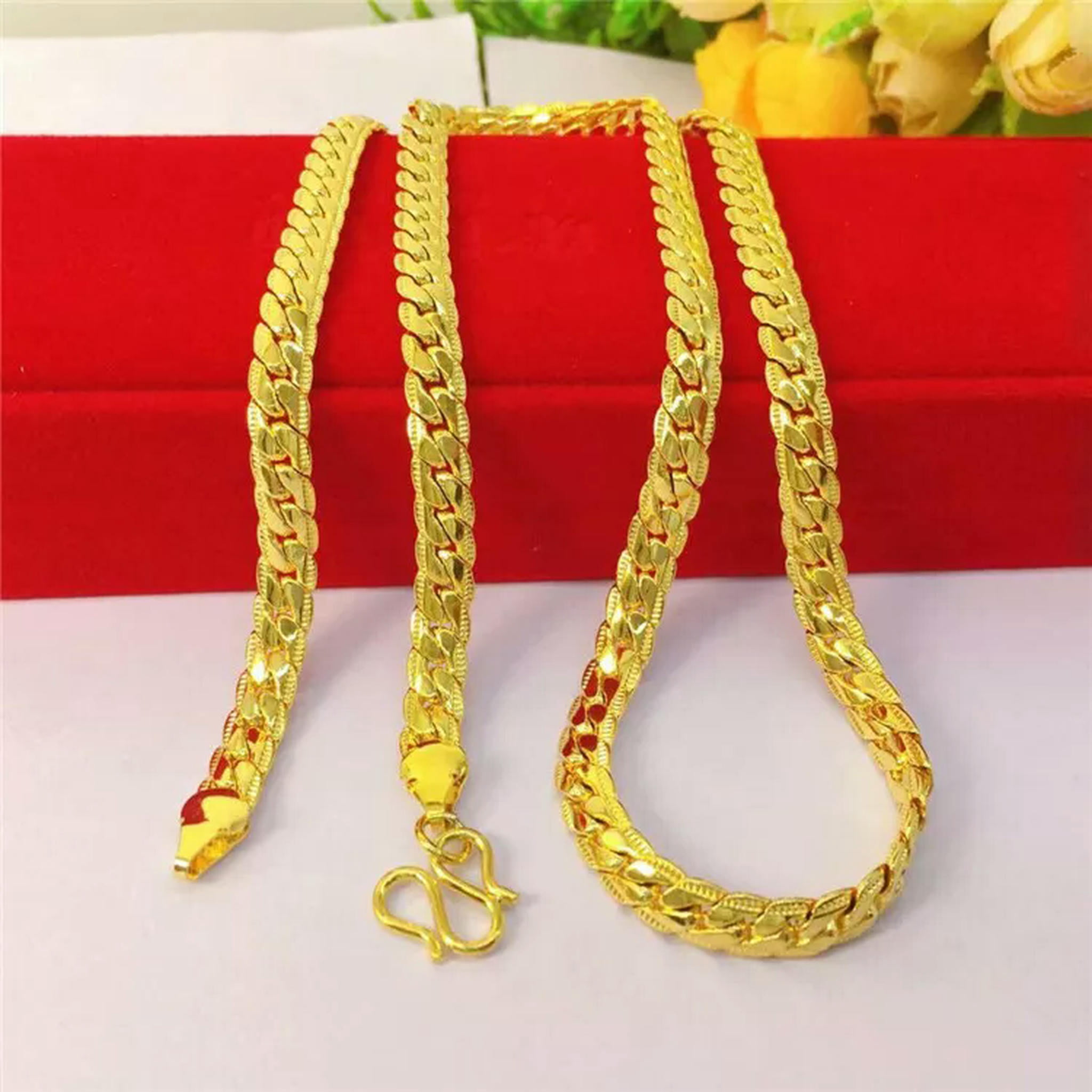 EOEMY Men'S Jewelry 24K Yellow Gold Plated Cool 6mm 24" Snake Bone ...
