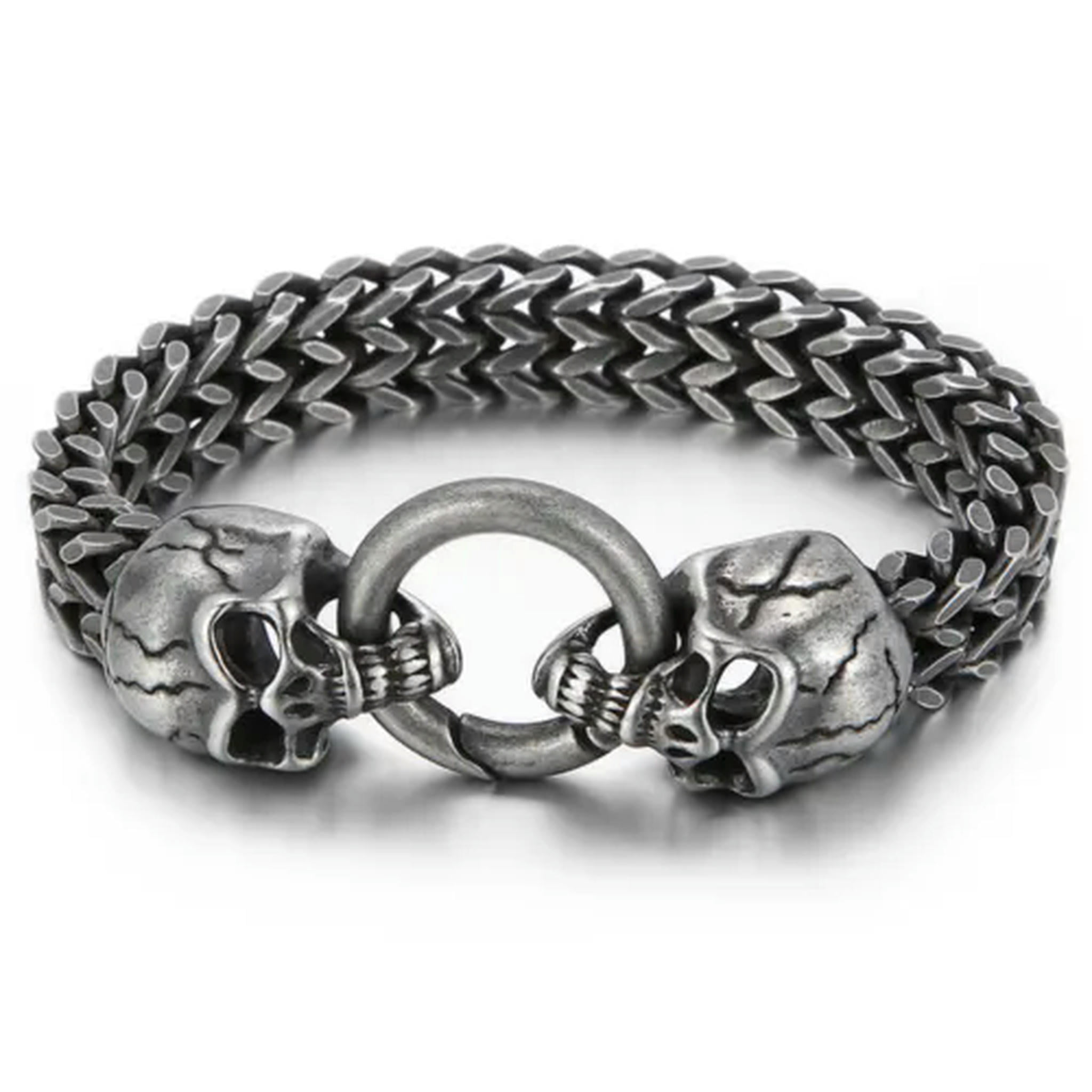 EOEMY Mens Heavy Stainless Steel Lion Head Franco Link Curb Chain ...