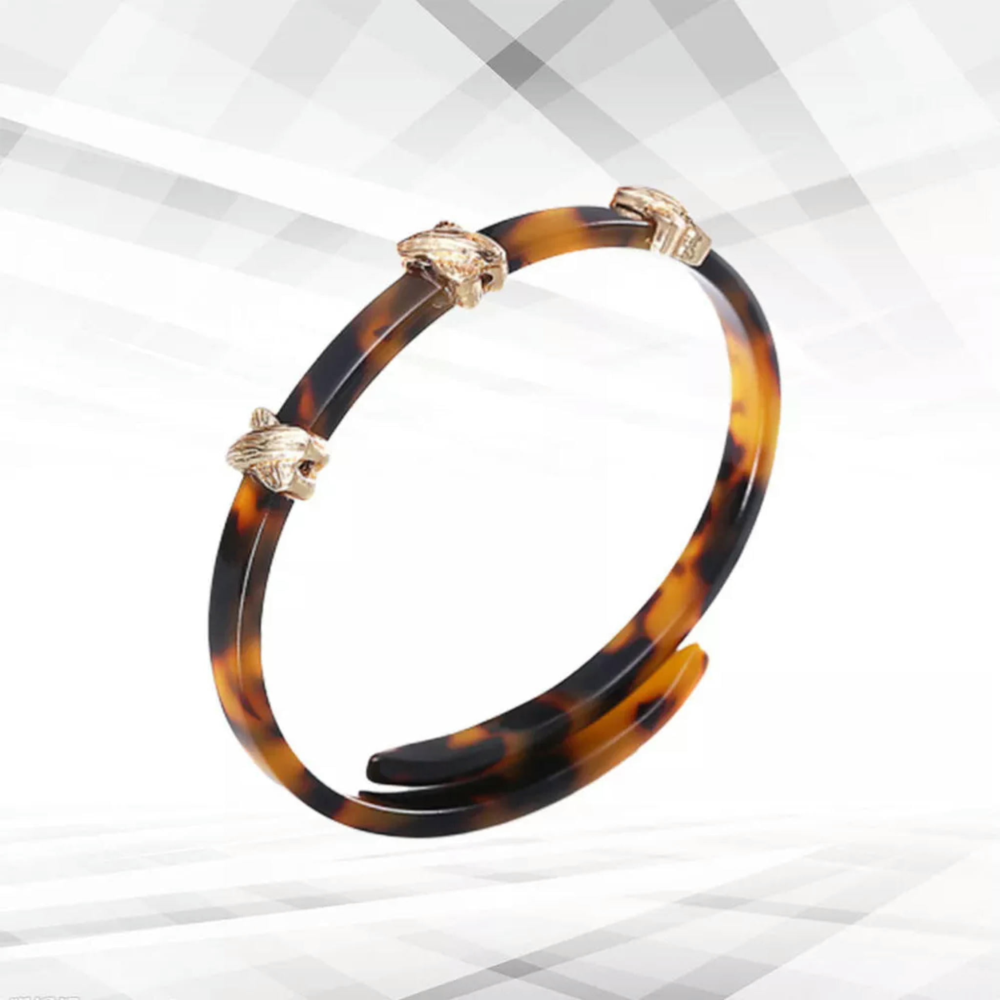 EOEMY Miss Tortoise Shell Bangles Bracelet Open Cuff Studded Resin ...