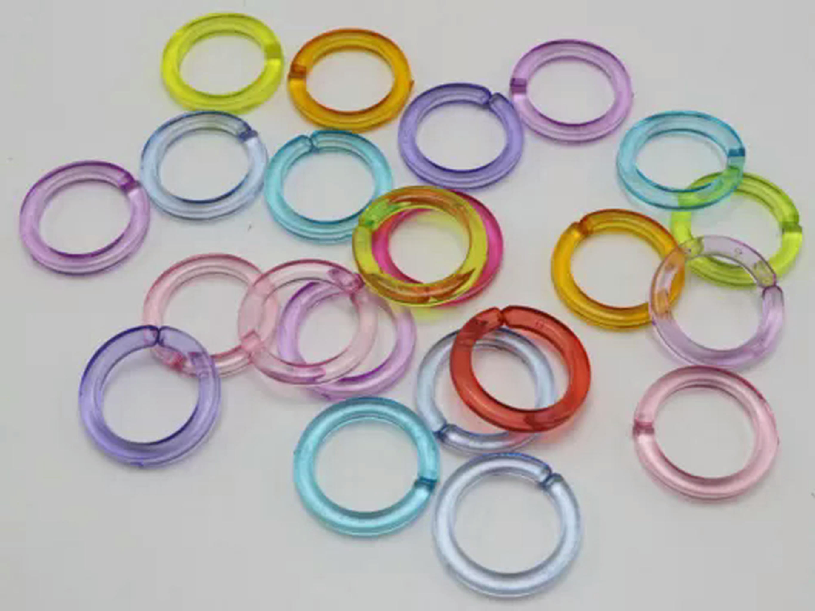 EOEMY Mixed Color Acrylic Open Chain Link Flat Twist Oval Round Ring ...