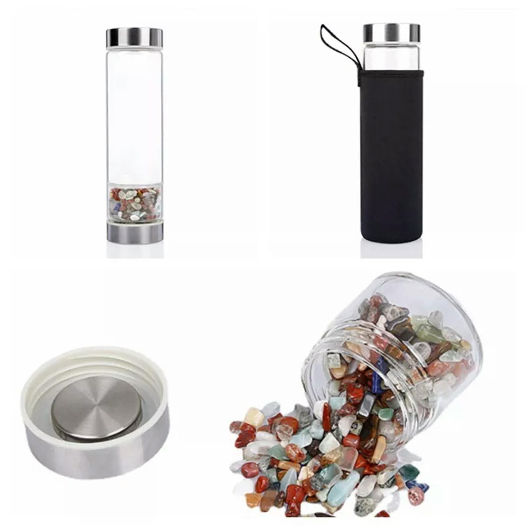 EOEMY Natural 7 Chakra Colorful Stone Quartz Crystal Elixir Drink Water ...