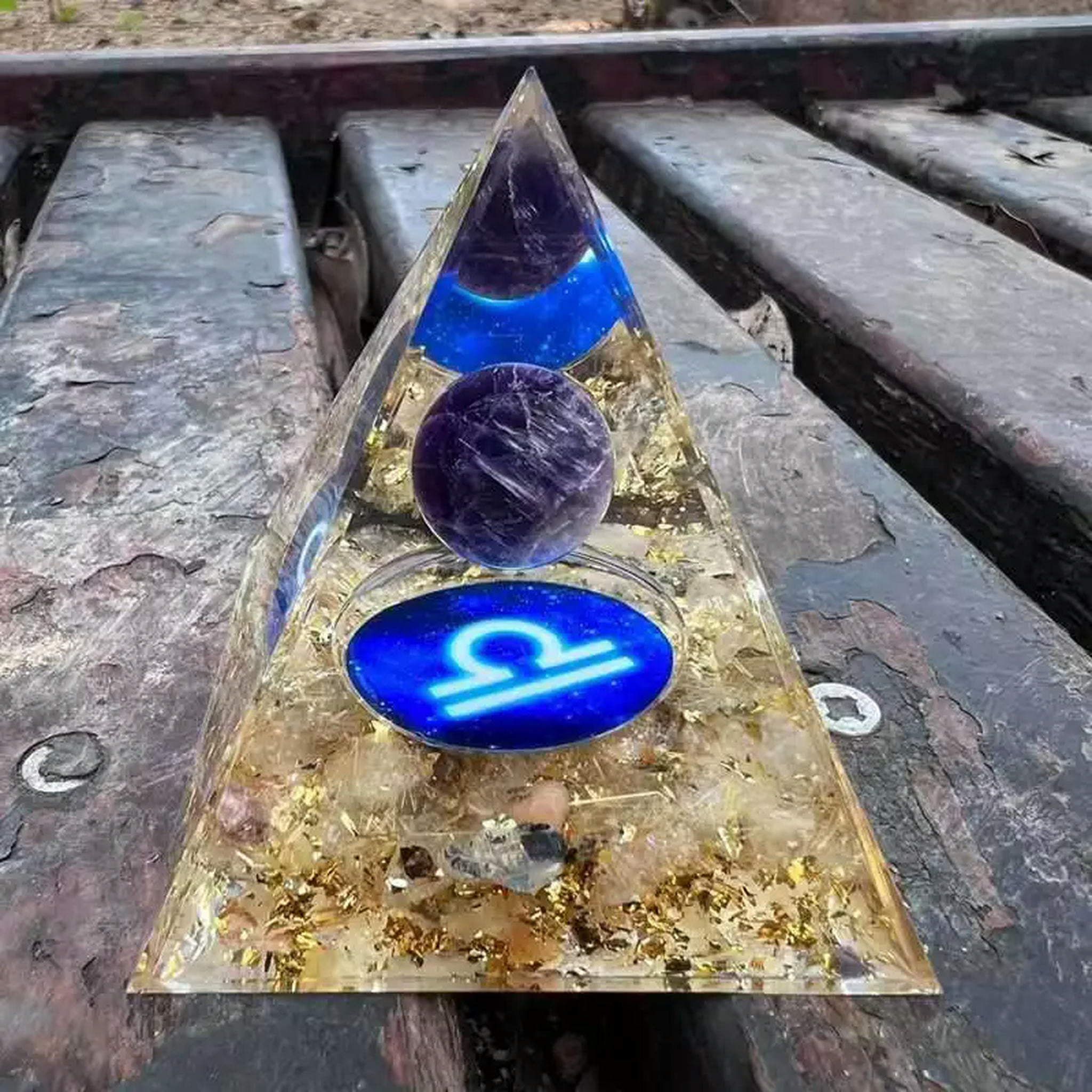 EOEMY Natural Amethyst Sphere Libra Pyramid Quartz Crystal Twelve Constellations Tower - Walmart.com