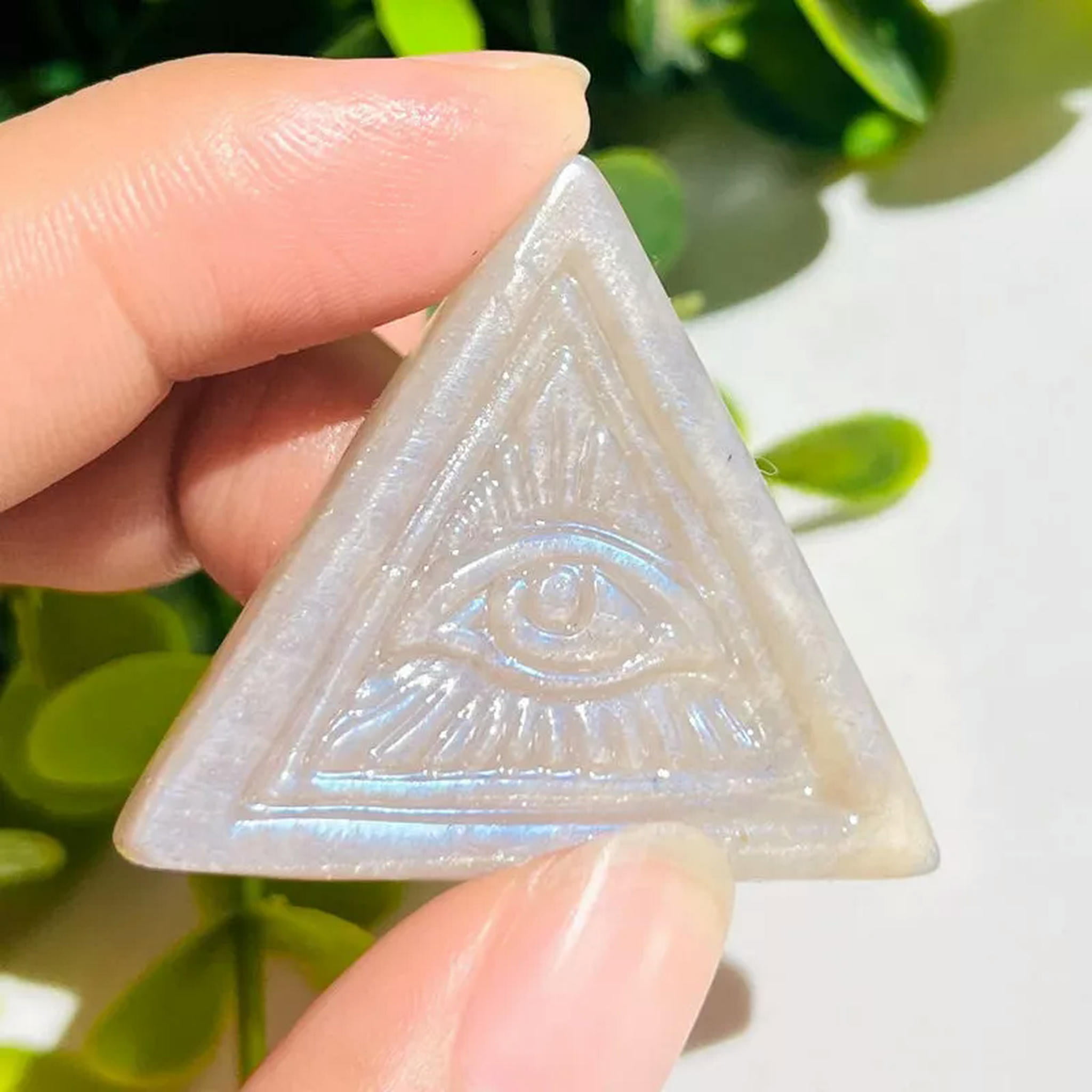 EOEMY Natural Blue Moonstone Quartz Crystal Evil Eyes Gem Carved ...