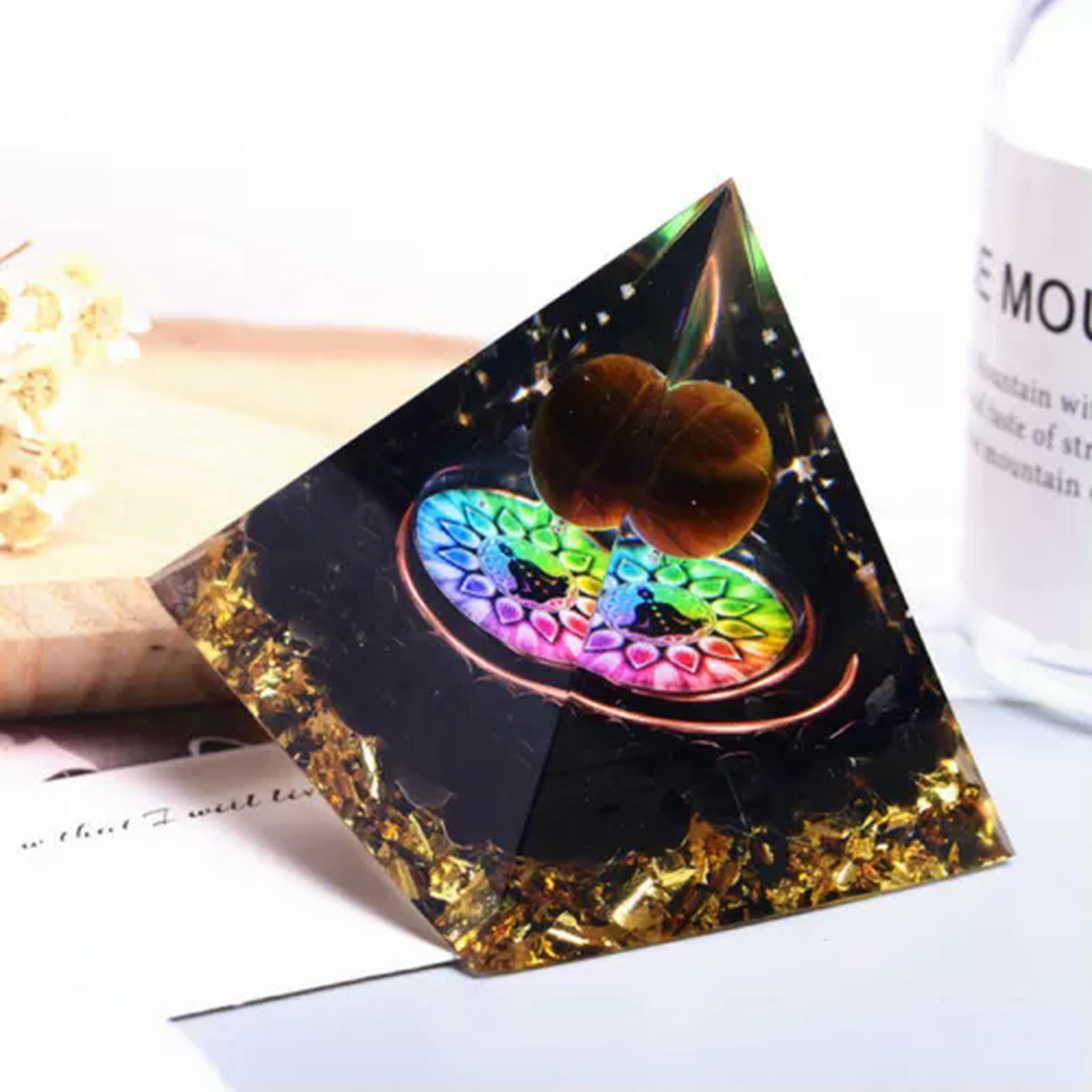 EOEMY Natural Crystal Sphere Quartz Tower Epoxy Pyramid Orgonite ...