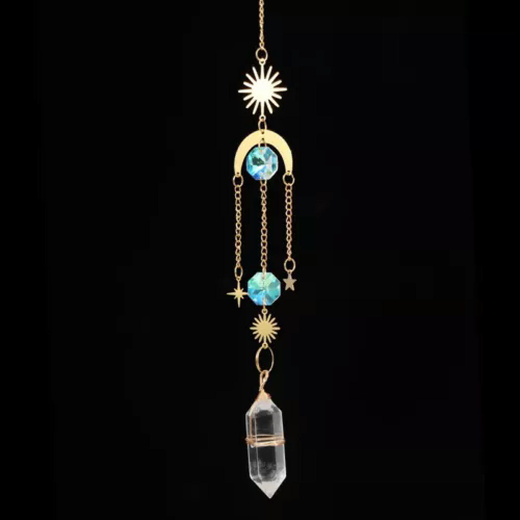 EOEMY Natural Healing Quartz Crystal Point Obelisk Wind Chime Pendulum Hanging Gift-Clear Quartz ...