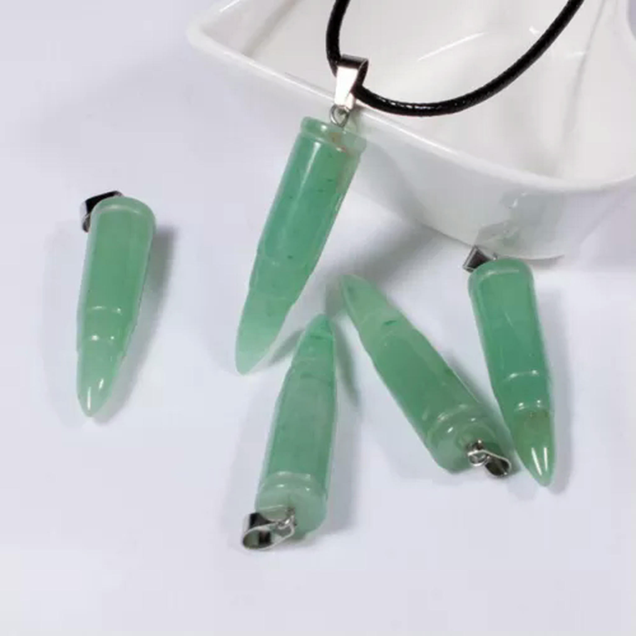 EOEMY Natural Quartz Bullet Pendant Crystal Chakra Stone Necklace ...
