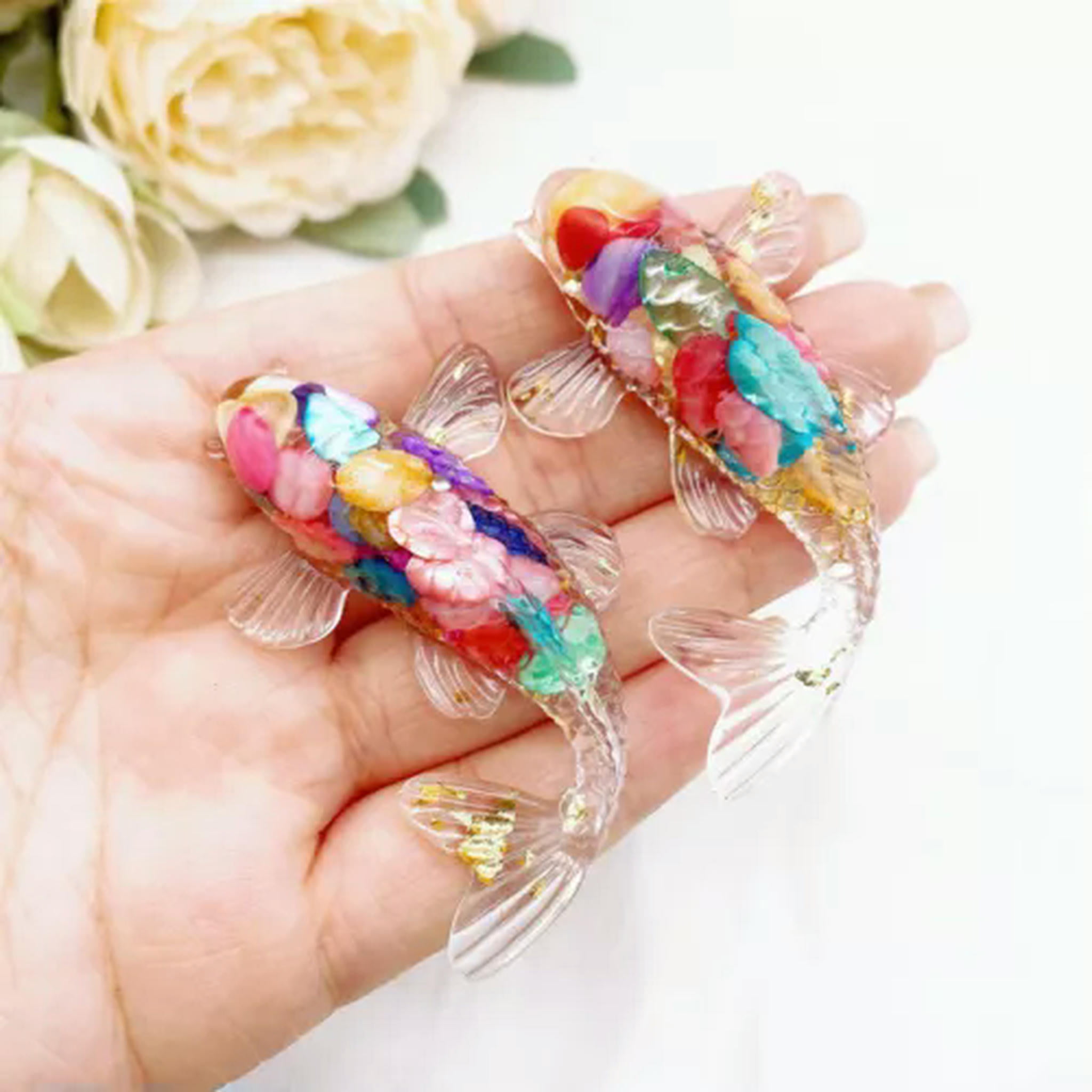 EOEMY Natural Quartz Crystal Crushed Stone Drops Glue Koi Mini Lucky ...