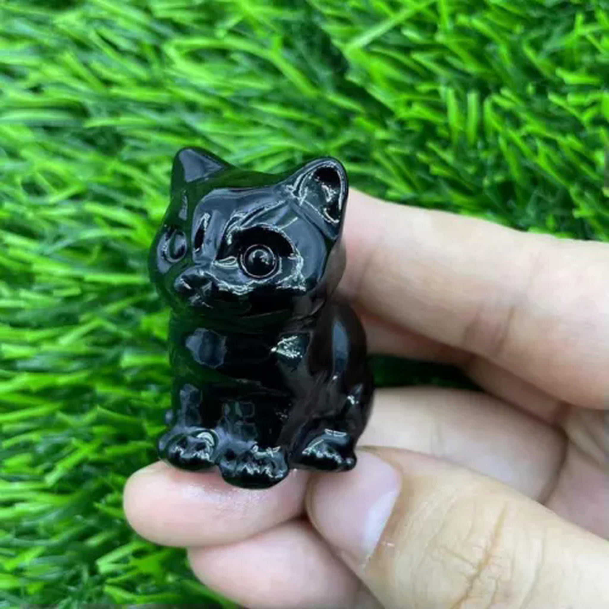 EOEMY Natural Quartz Crystal Hand Carved Lovely Baby Cat Chakra Animal ...