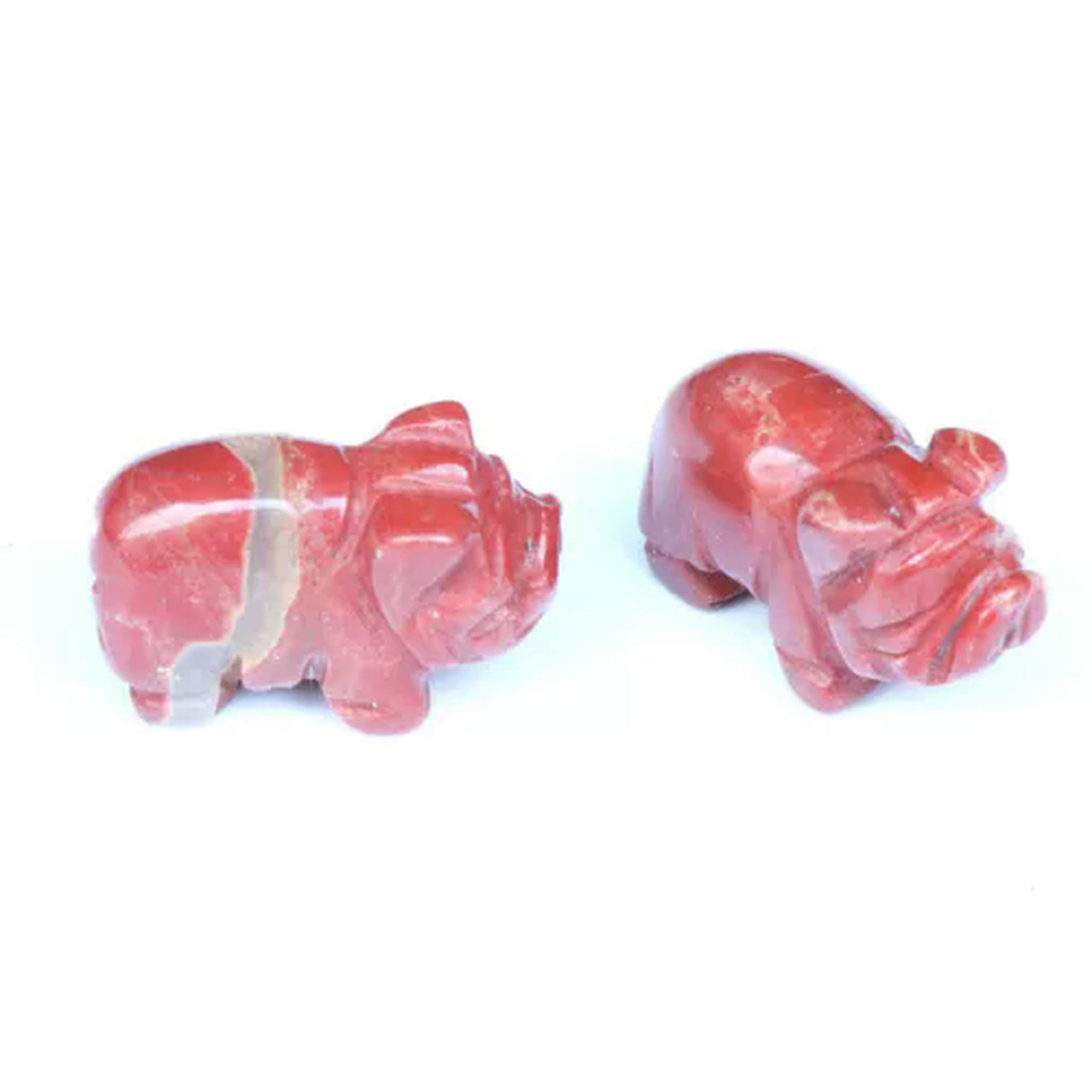 EOEMY Natural Red Jasper Gem Quartz Crystal Pig Carved Mini Reiki Piggy ...